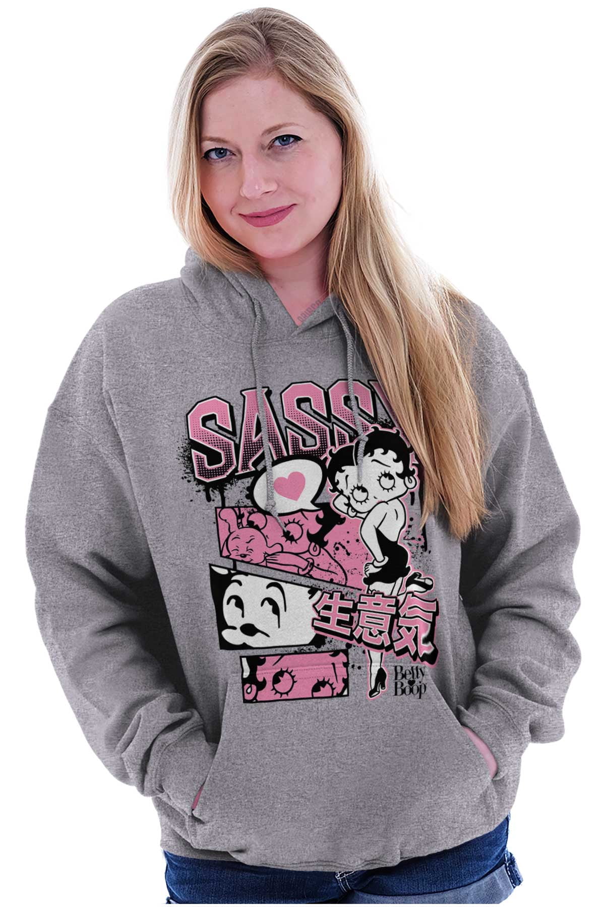 Betty Boop Sassy Kanji Comic Panels Women Plus Size Hoodie Brisco ...