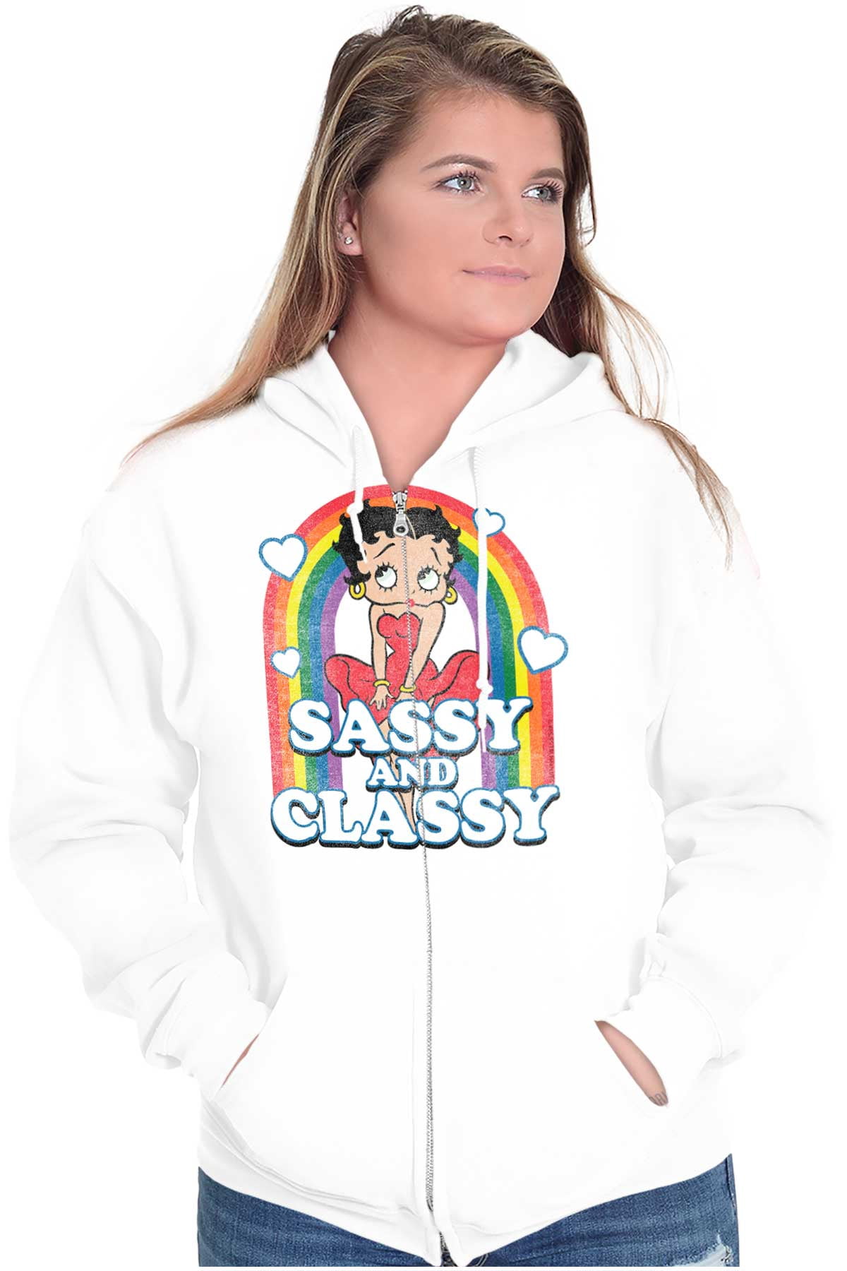 Betty Boop Sassy and Classy Rainbow Zip Hoodie Sweatshirt Women Brisco ...