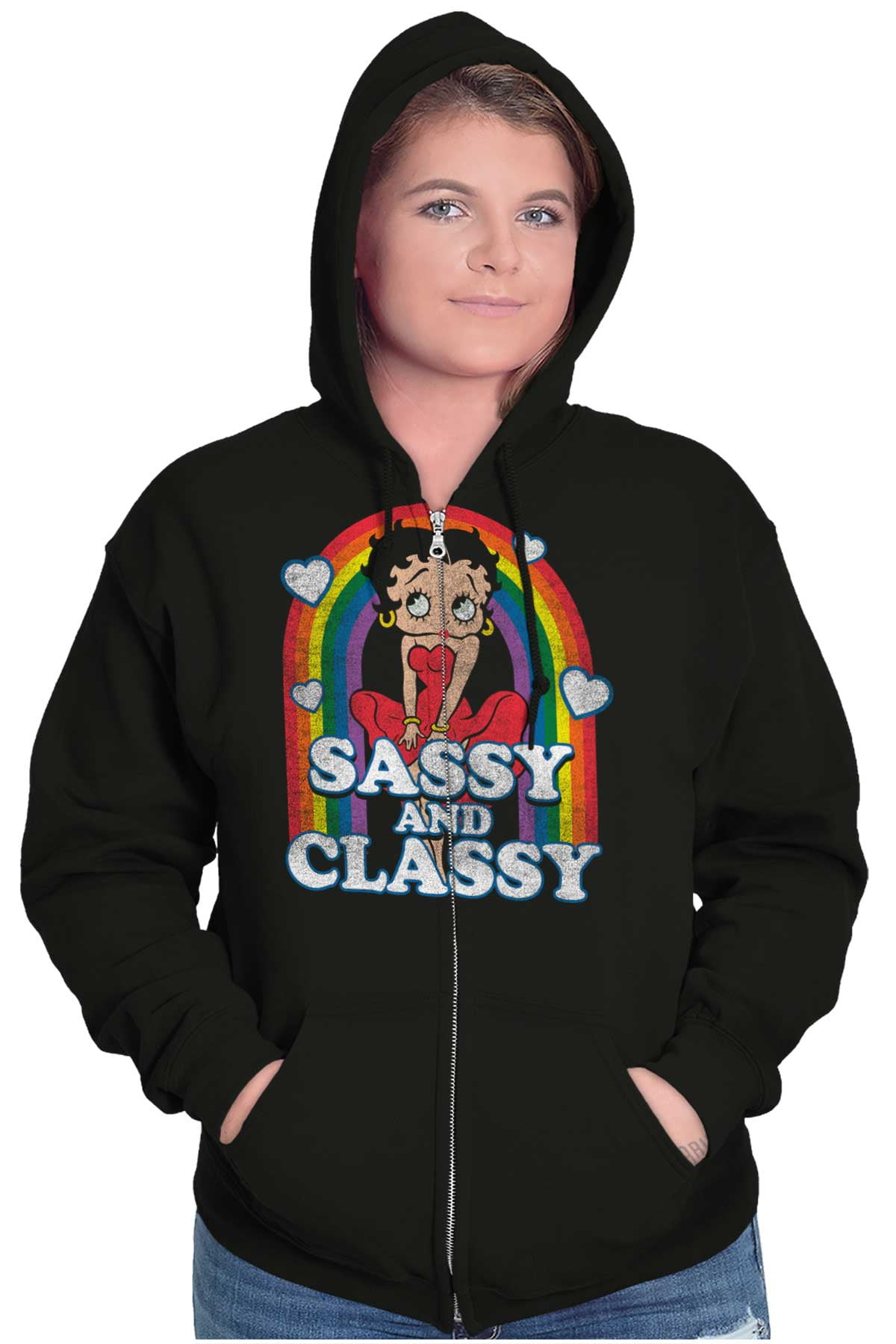 Betty Boop Sassy and Classy Rainbow Zip Hoodie Sweatshirt Women Brisco ...