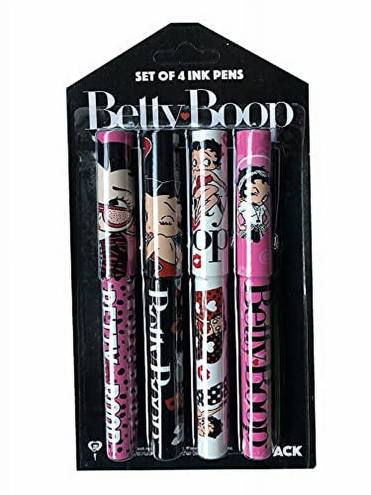 Betty Boop Set Of 4 Black Ink Pens Assorted Designs - Walmart.com