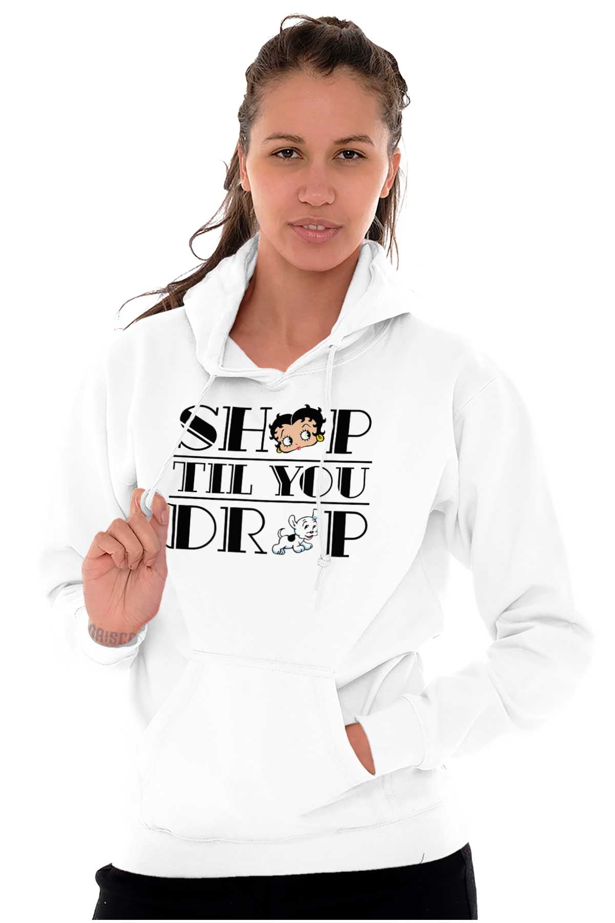 Betty Boop Shop till You Drop Funny Women Plus Size Hoodie Brisco ...
