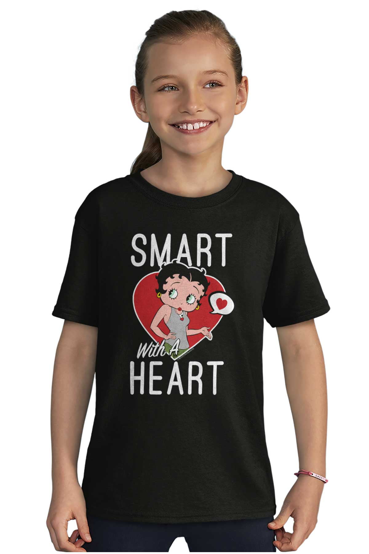 Betty Boop Smart with a Heart Cartoon Girls Kids T Shirt Tees Teen Brisco Brands M - Walmart.com