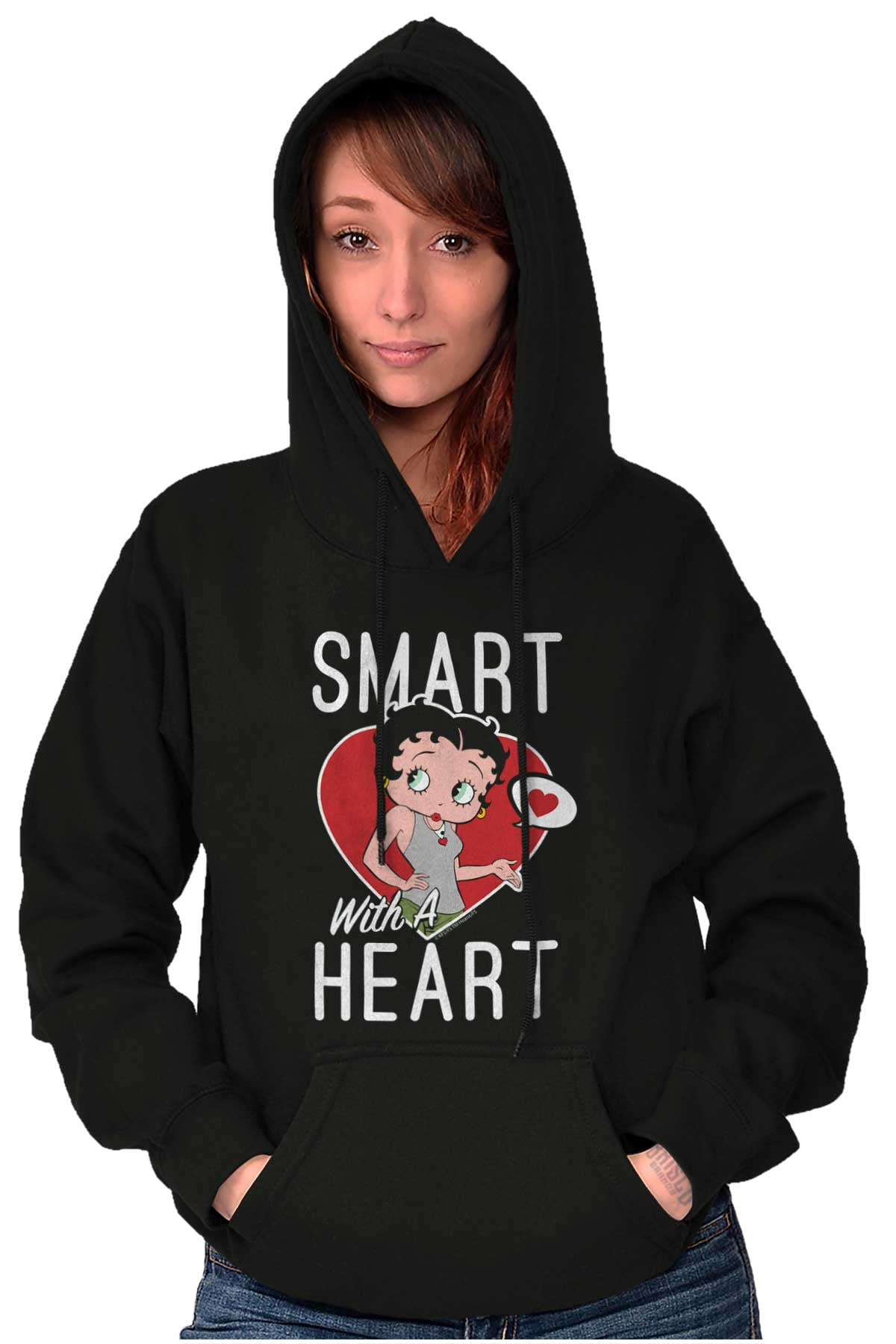 Betty Boop Smart with a Heart Cartoon Hoodie Sweatshirt Women Brisco ...