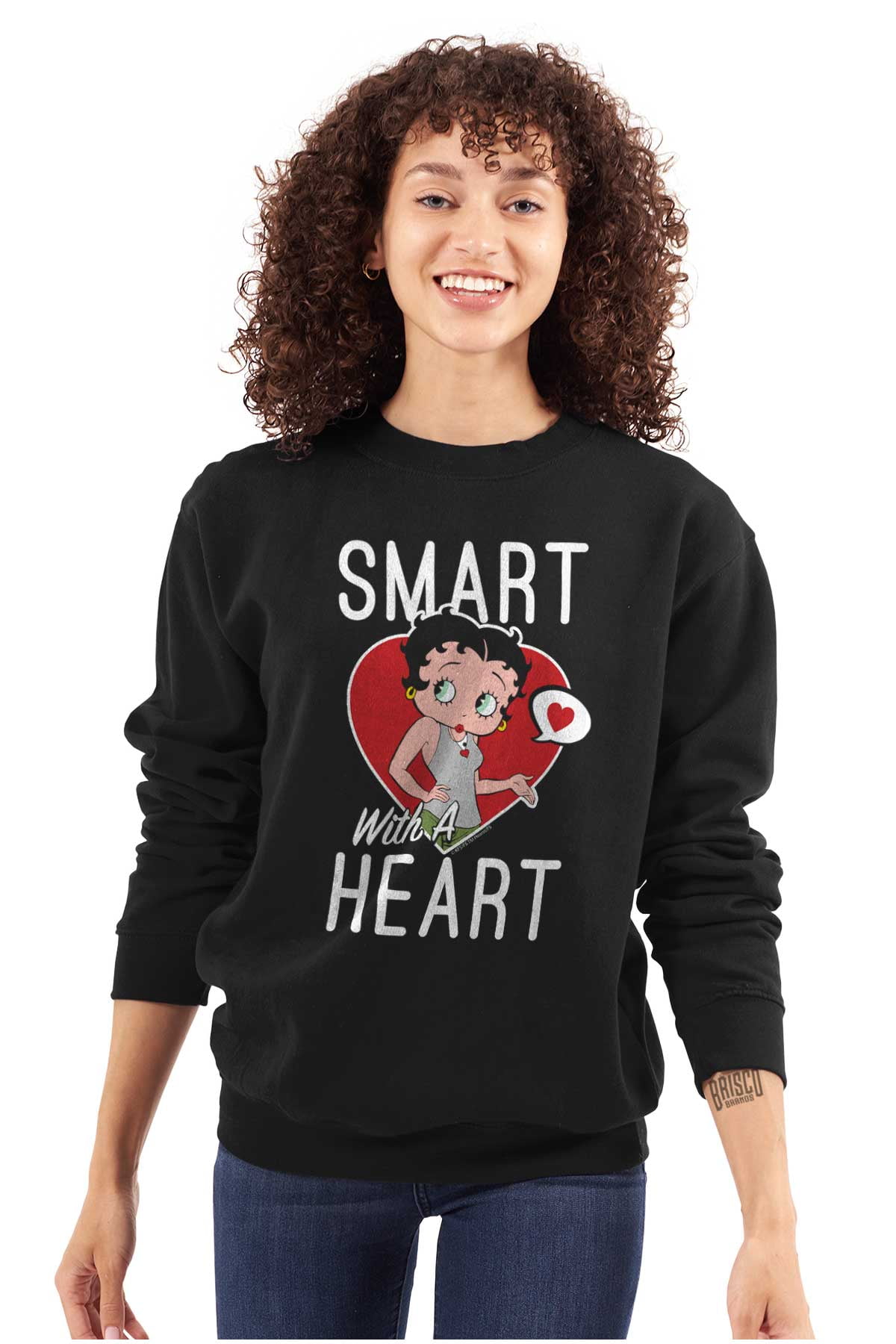 Betty Boop Smart with a Heart Cartoon Women Crewneck Sweatshirt Brisco ...