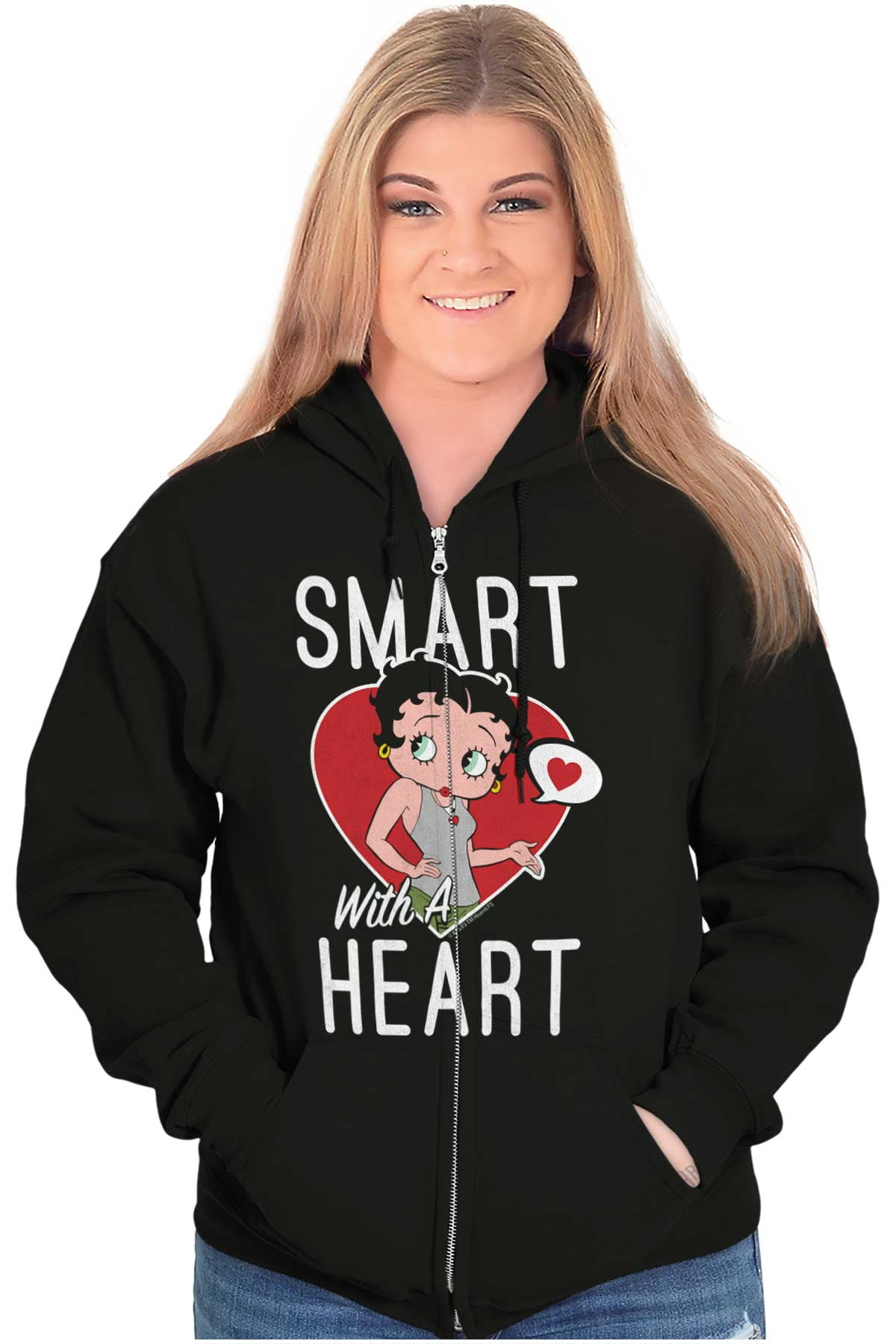 Betty Boop Smart with a Heart Cartoon Women Plus Size Zipper Hoodie ...