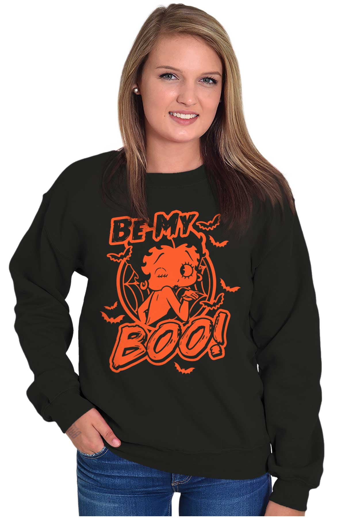 Betty Boop Spooky Halloween Be My Boo Women Plus Size Sweatshirt Brisco ...