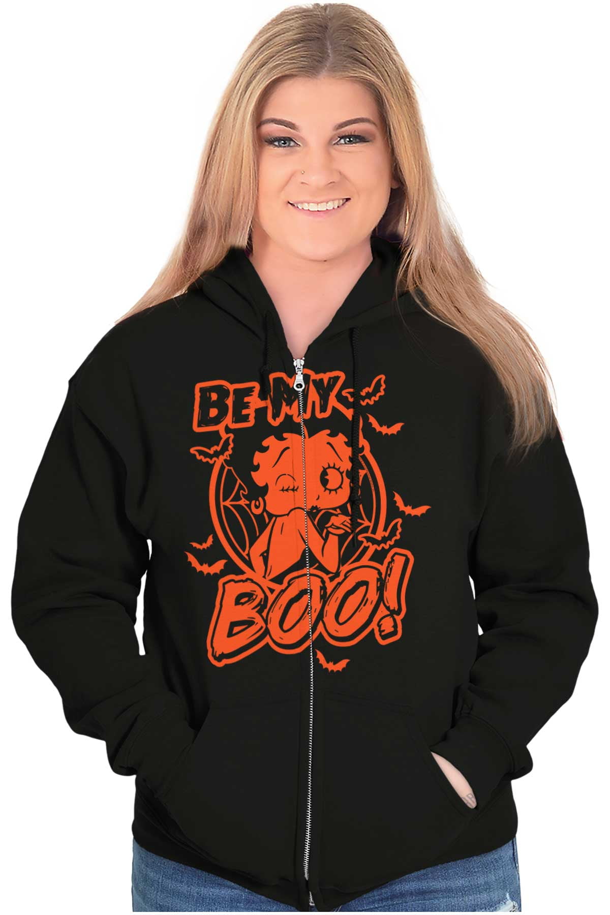 Betty Boop Spooky Halloween Be My Boo Zip Hoodie Sweatshirt Women ...