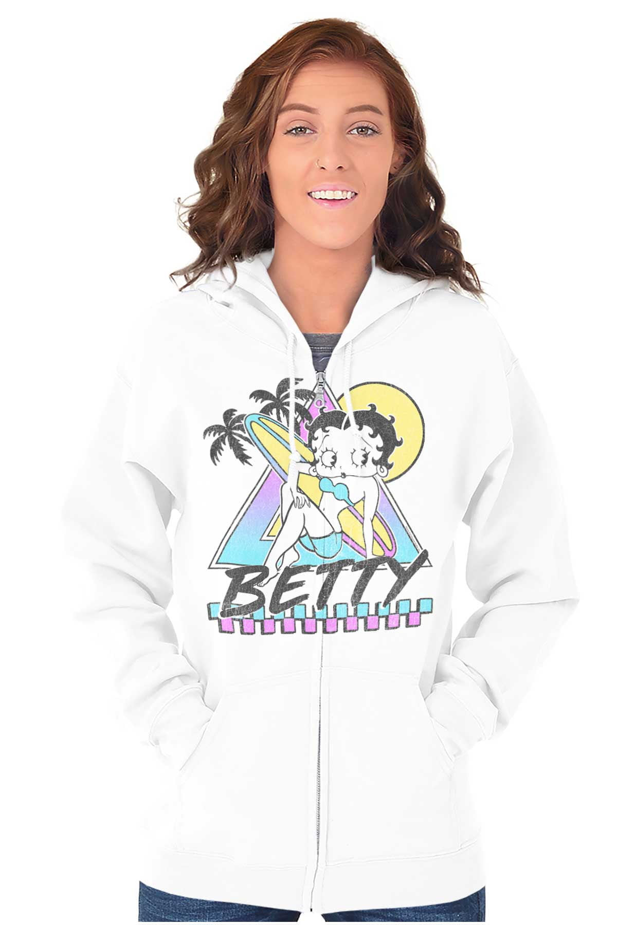 Betty Boop Surfing Beach Vacation Zip Hoodie Sweatshirt Women Brisco Brands M - Walmart.com