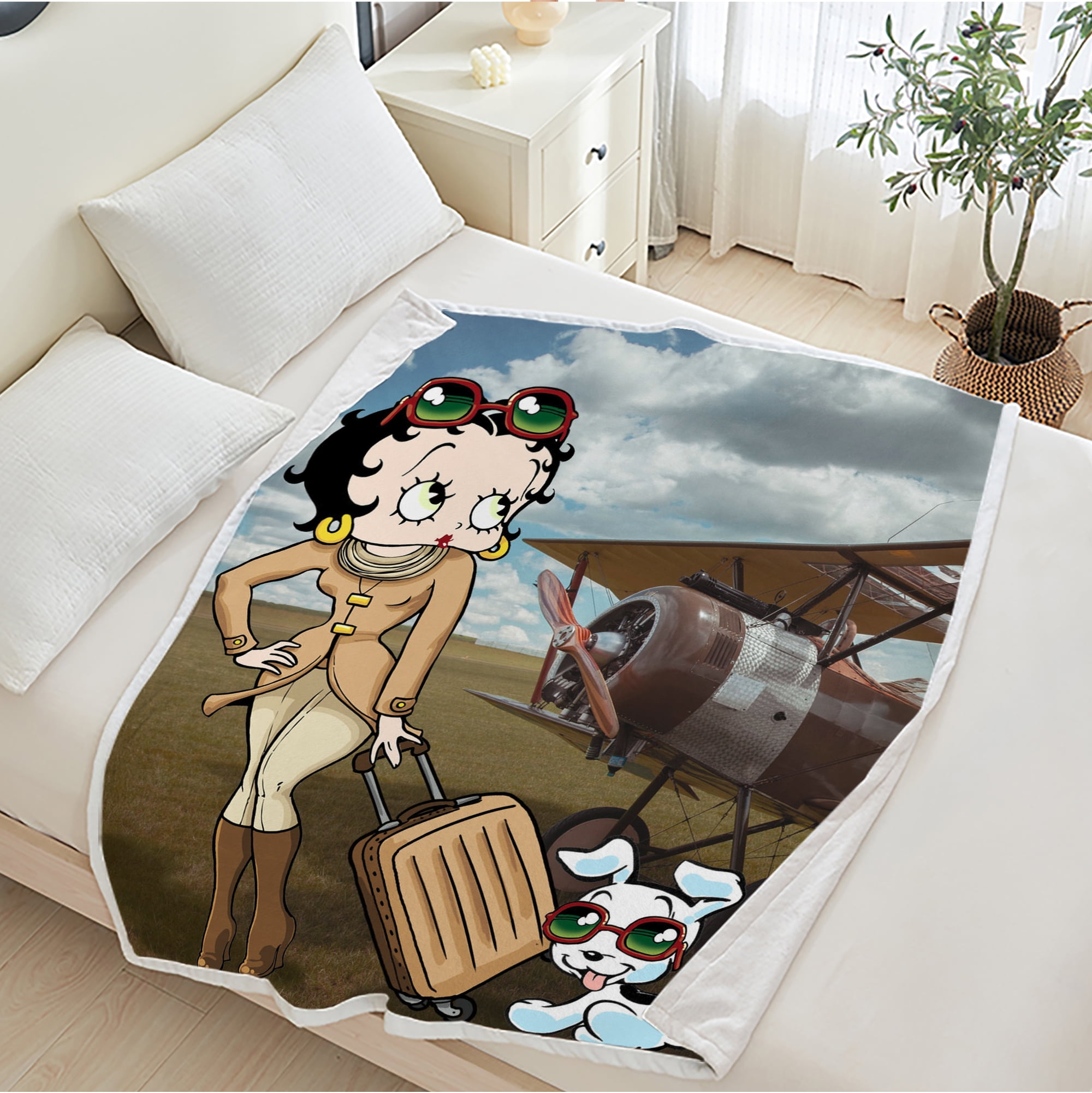 Betty Boop Twin Blanket 40"X50", Soft Flannel Fleece Bed Blanket Suit ...