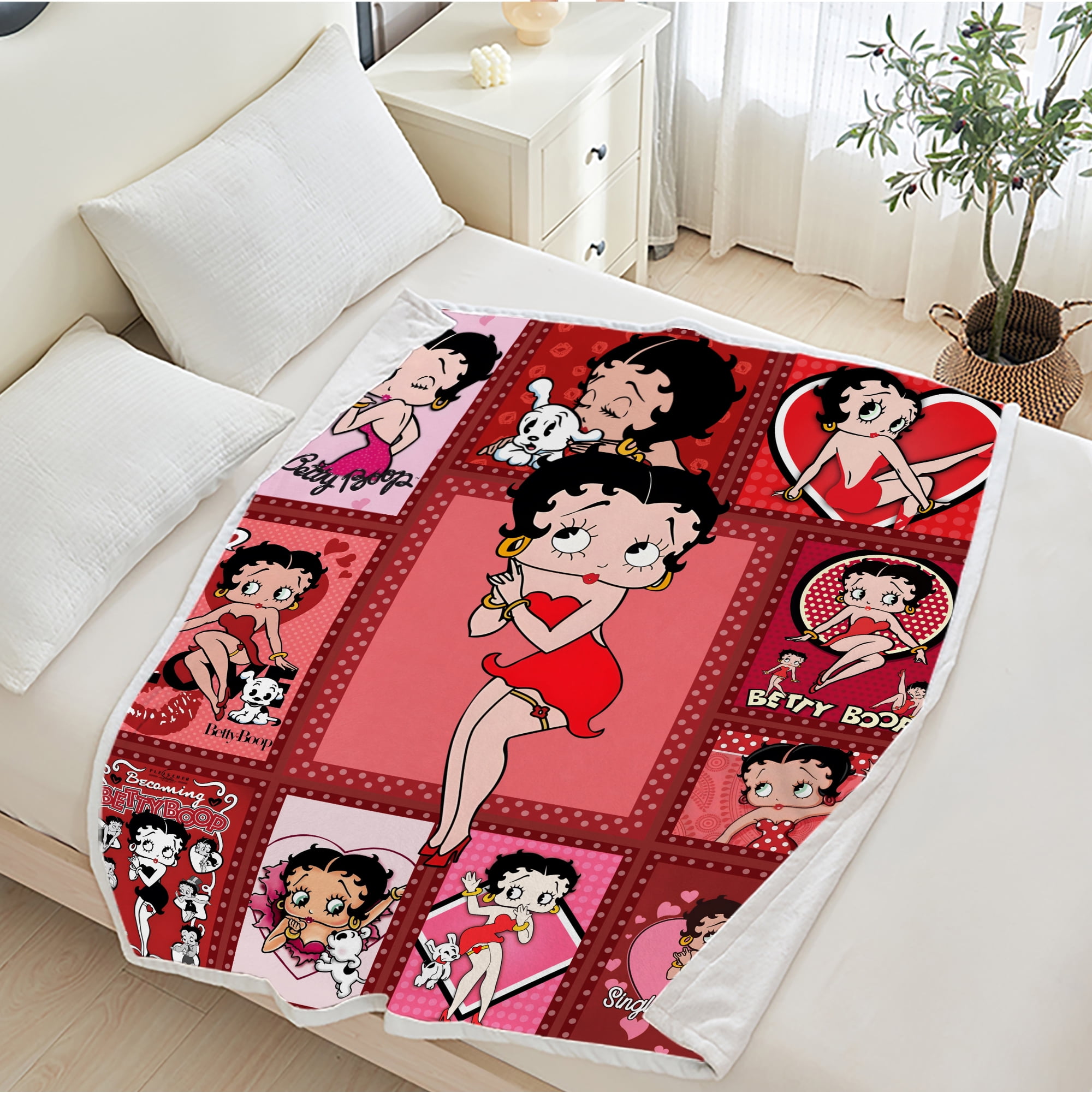 Betty Boop Twin Blanket 40"X50", Soft Flannel Fleece Bed Blanket Suit ...
