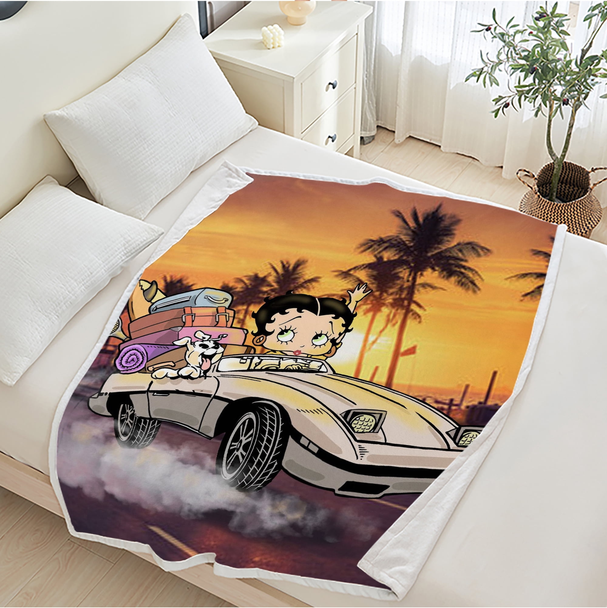 Betty Boop Twin Blanket 40"X50", Soft Flannel Fleece Bed Blanket Suit ...