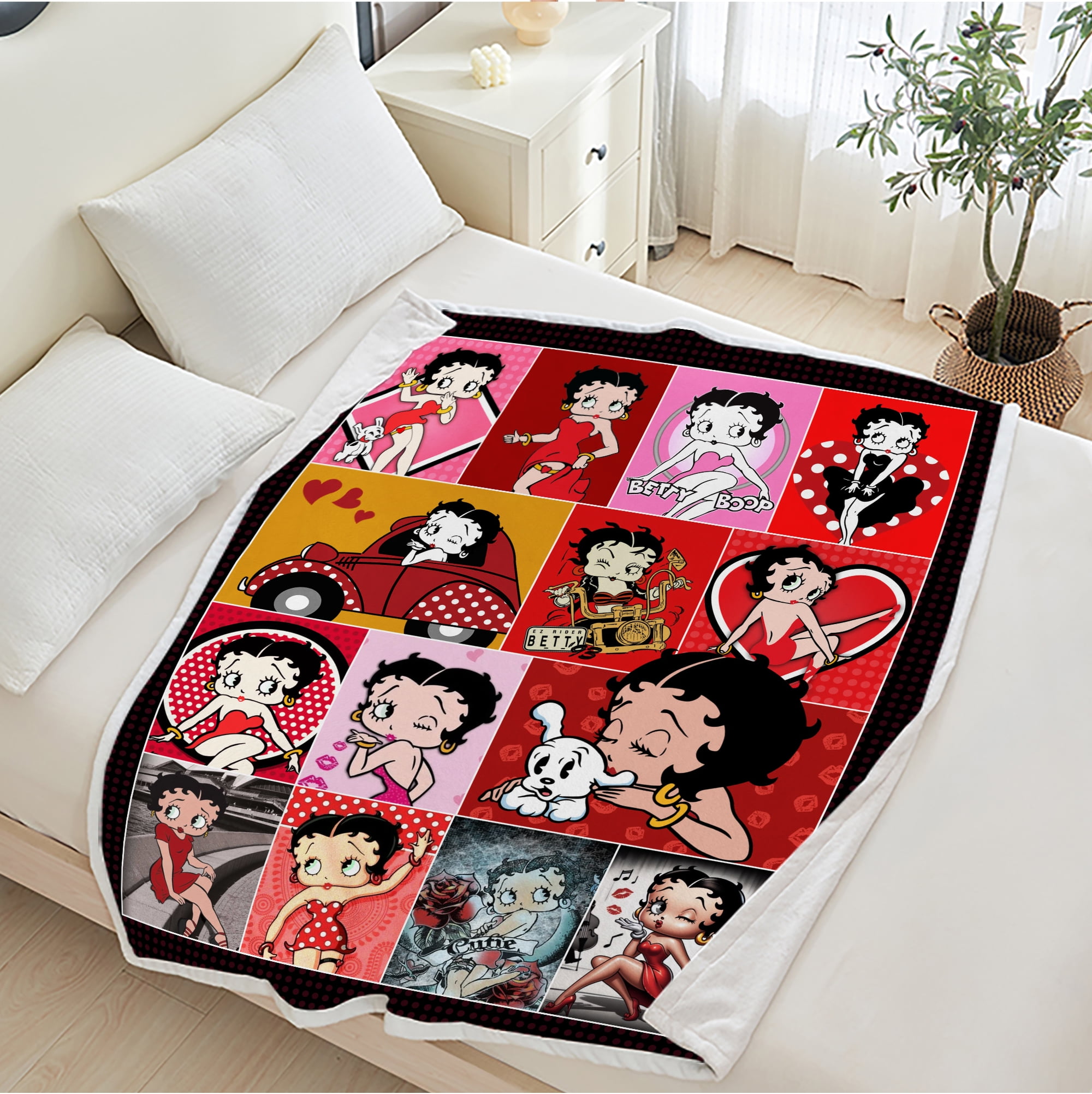 Betty Boop Twin Blanket 40"X50", Soft Flannel Fleece Bed Blanket Suit ...