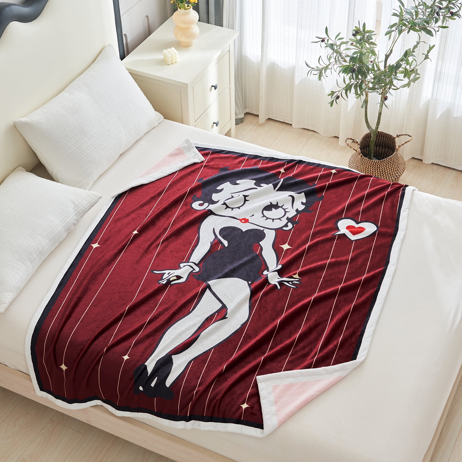 Betty Boop Twin Blanket 60"X80", Soft Flannel Fleece Bed Blanket Suit ...