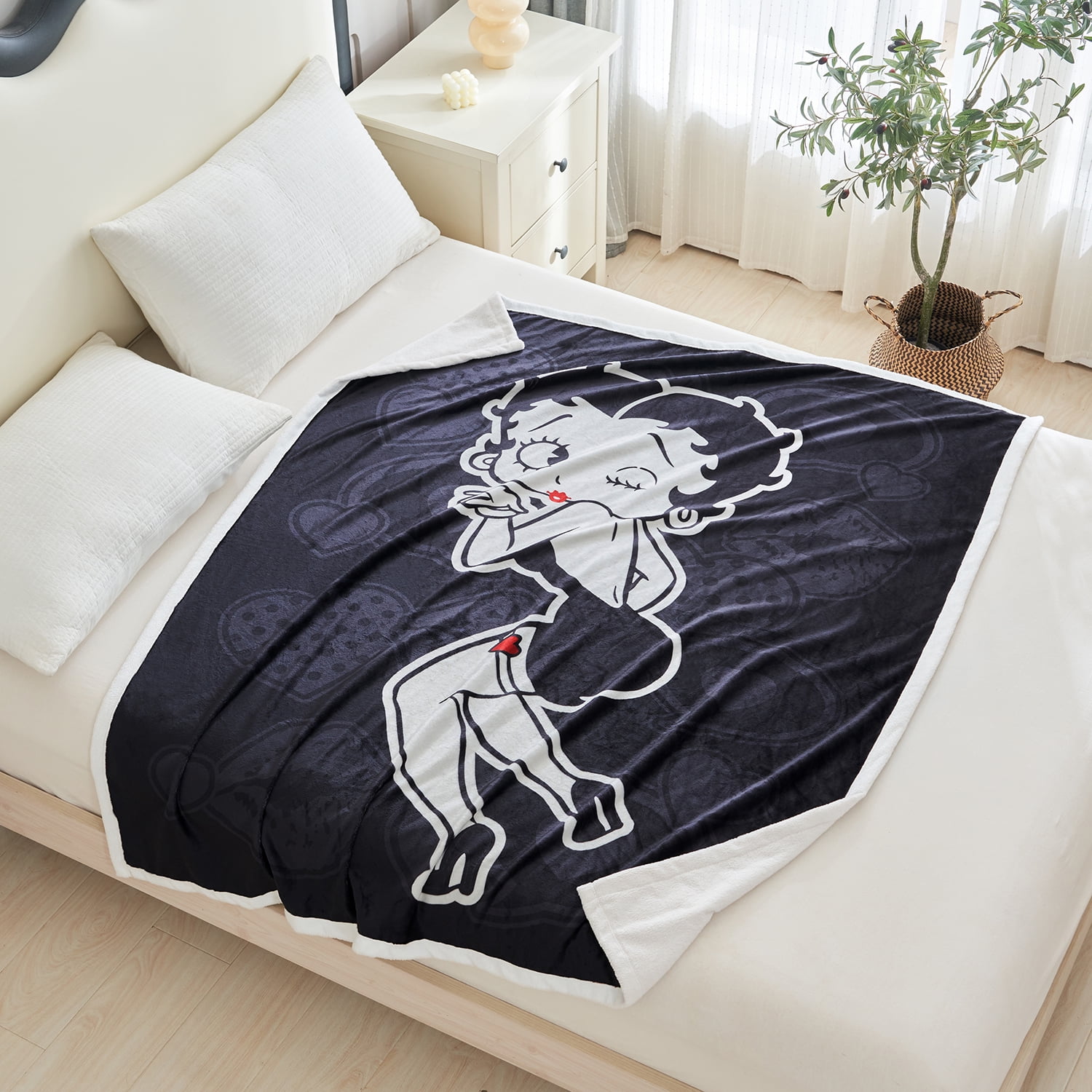 Betty Boop Twin Blanket 60"X80", Soft Flannel Fleece Bed Blanket Suit ...
