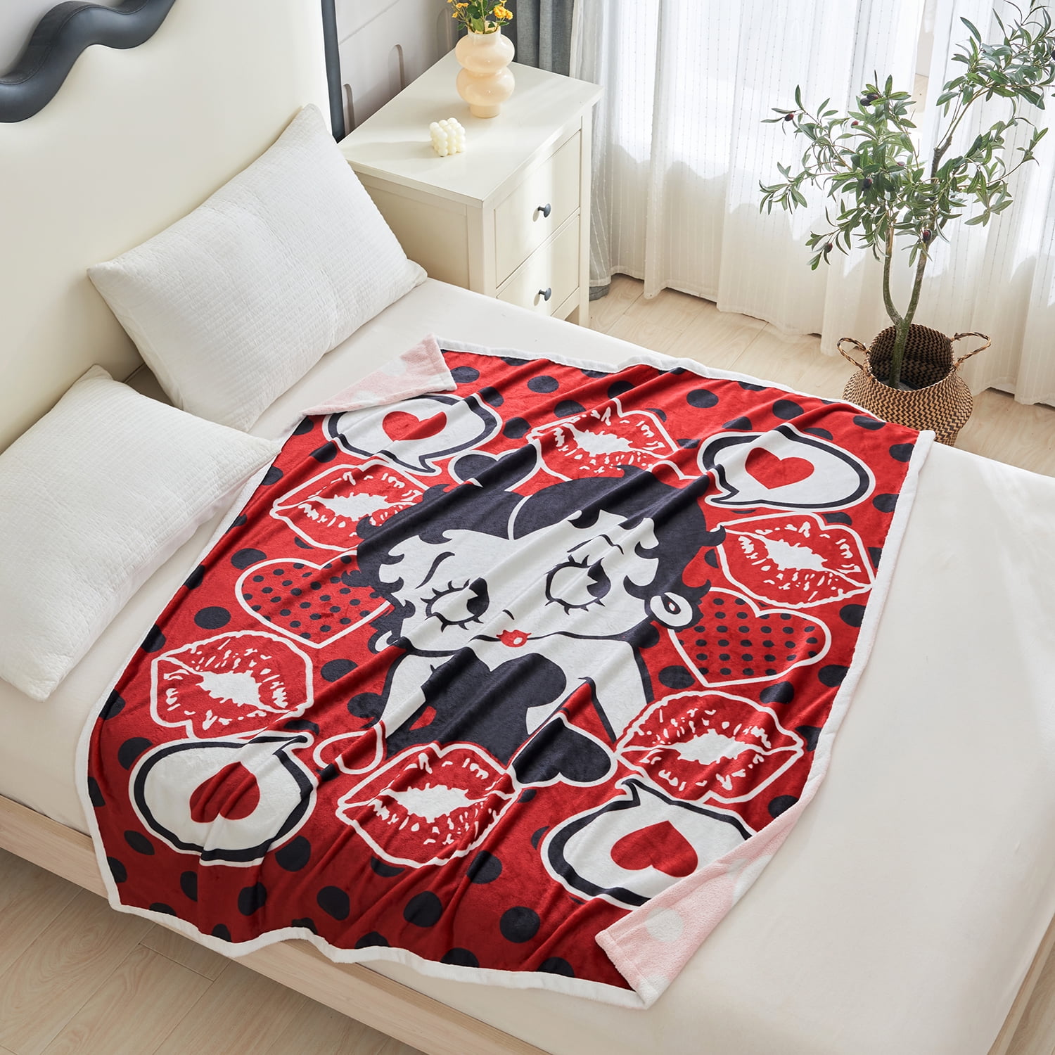Betty Boop Twin Blanket 60"X80", Soft Flannel Fleece Bed Blanket Suit ...