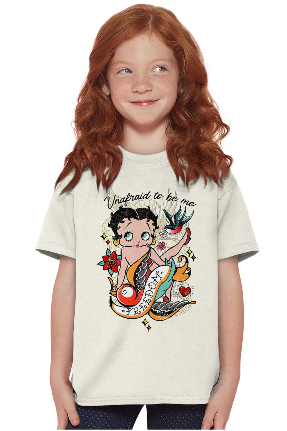 Betty Boop Unafraid To Be Me Tattoo Girls Kids T Shirt Tees Teen Brisco ...