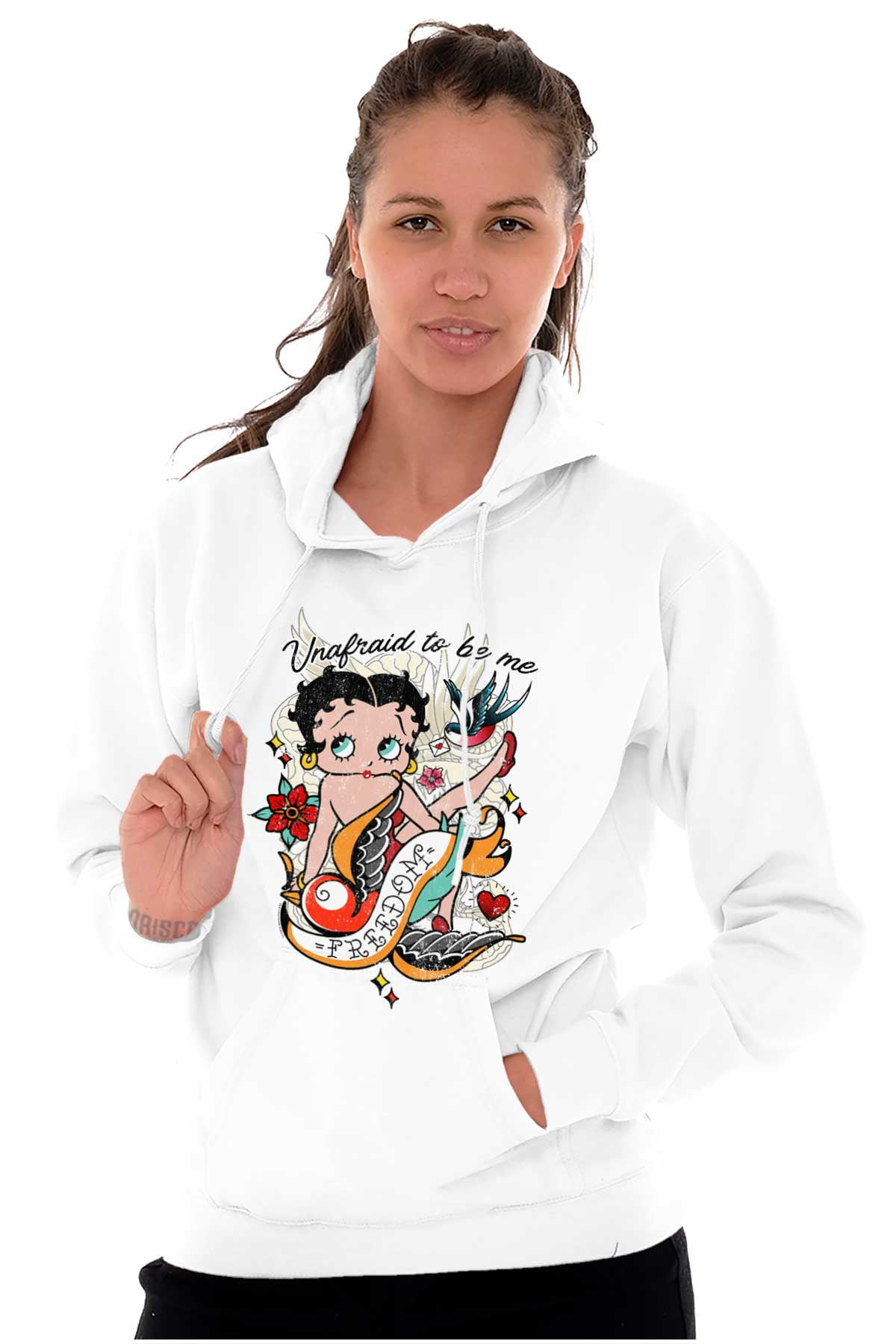 Betty Boop Unafraid To Be Me Tattoo Women Plus Size Hoodie Brisco ...