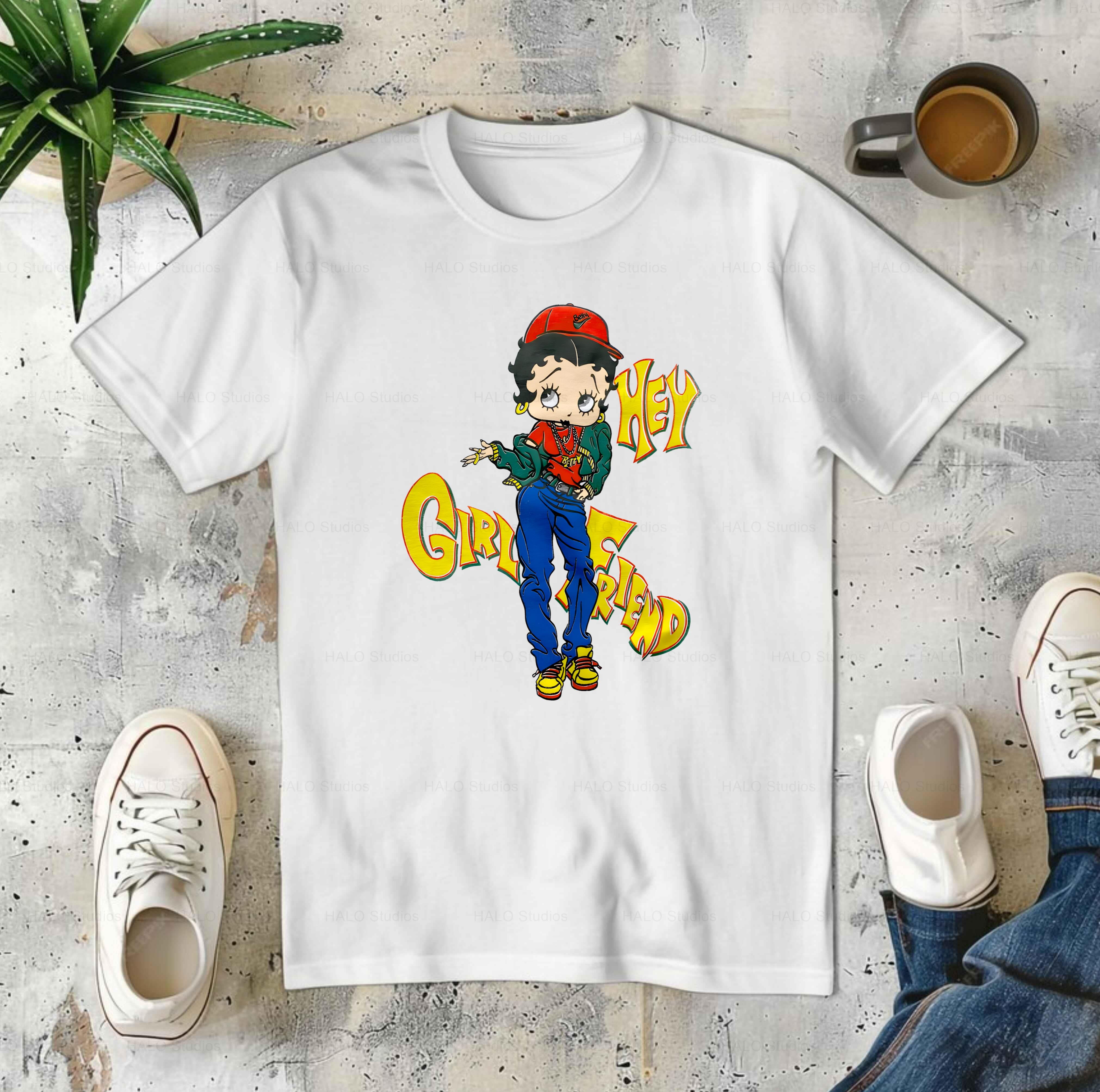 Betty Boop Vintage 90s Hey Girlfriend Cartoon Character Graphic Tee ...