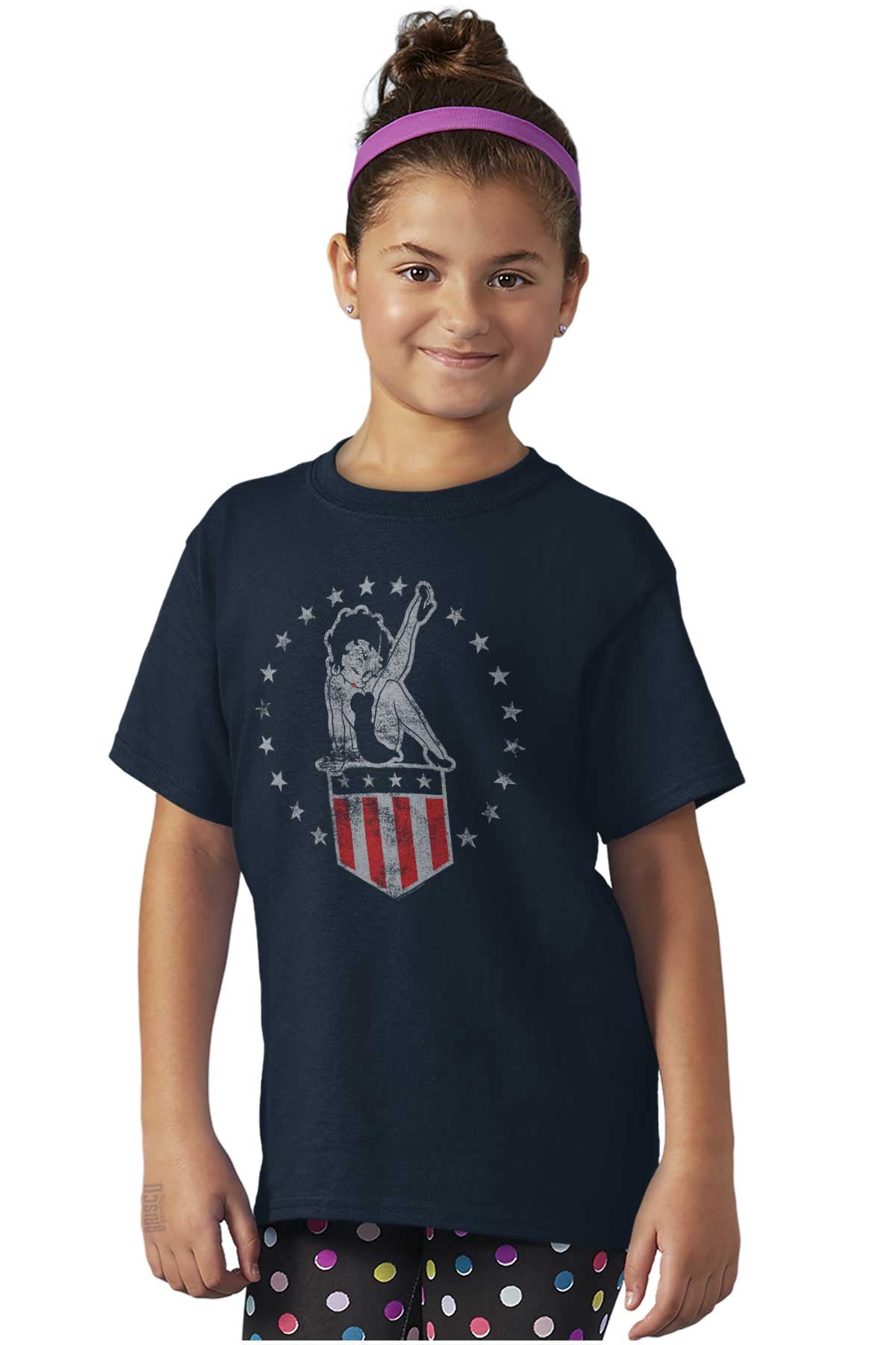 Betty Boop Vintage Pin Up Flag Girls Kids T Shirt Tees Teen Brisco ...