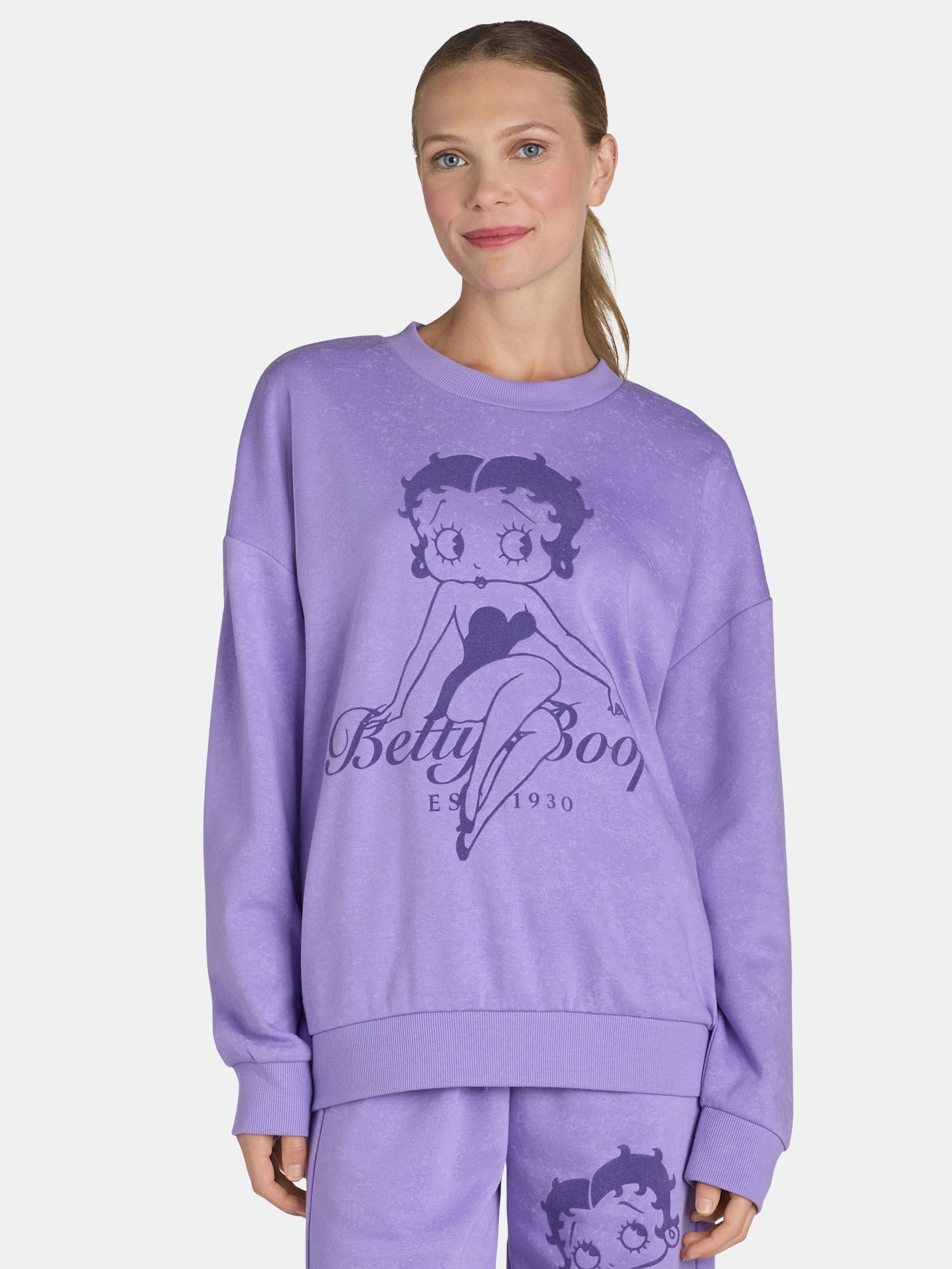 Betty Boop Women's Graphic Monochrome Crewneck Sweatshirt - Walmart.com
