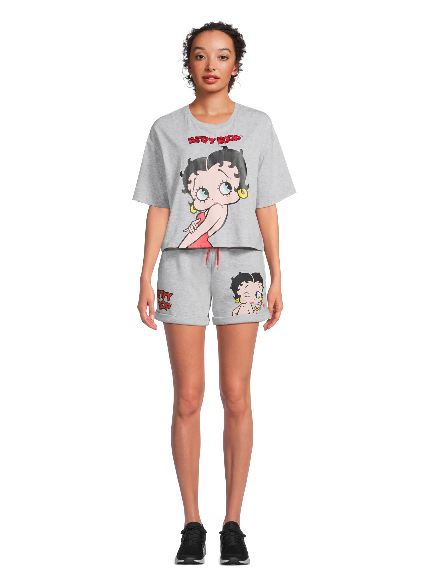 Betty Boop Women's Juniors Licensed Skimmer T-Shirt and Shorts Outfit ...