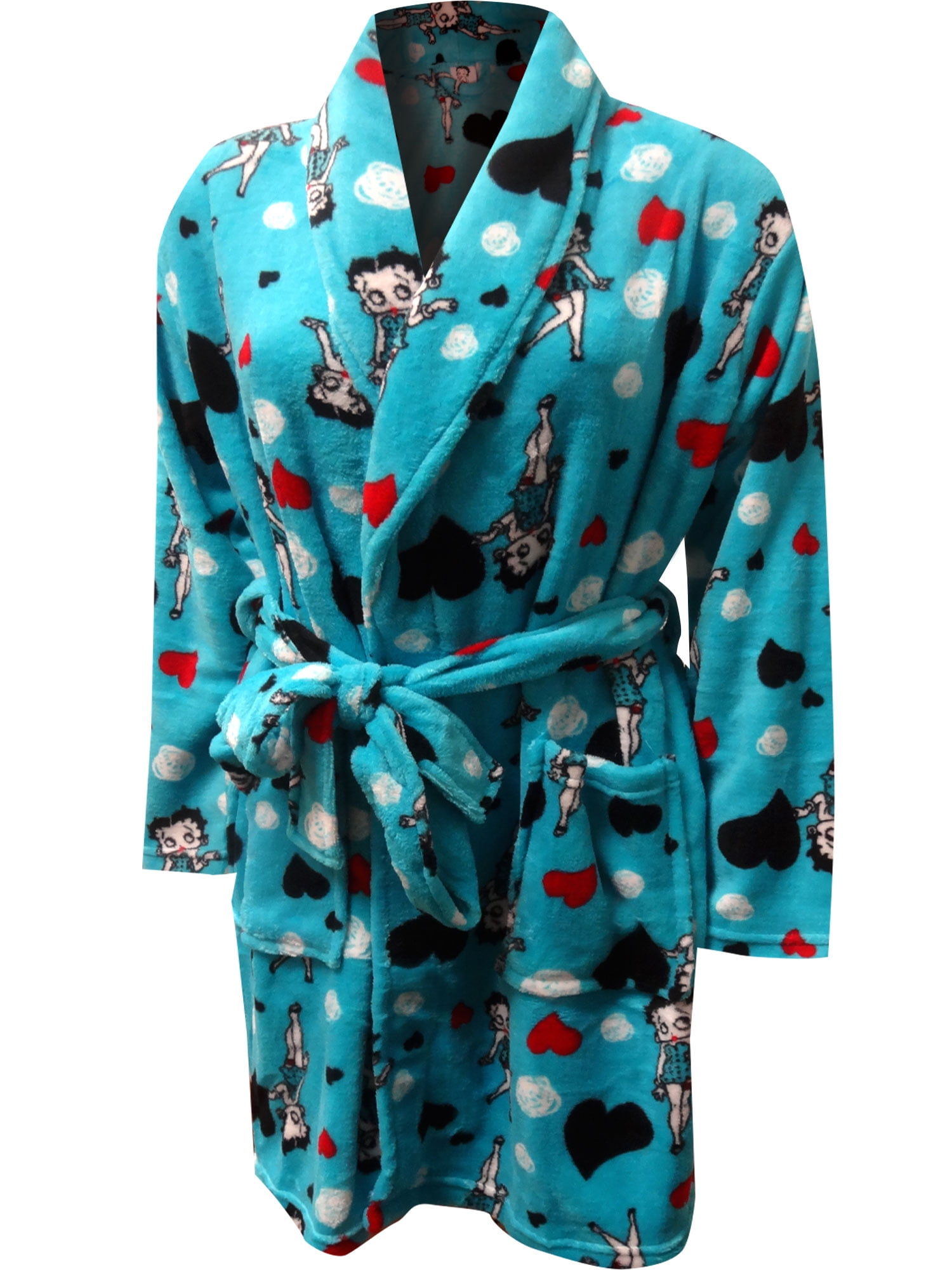 Betty Boop Womens Betty Boop Turquoise Plus Size Super Soft Plush Robe ...