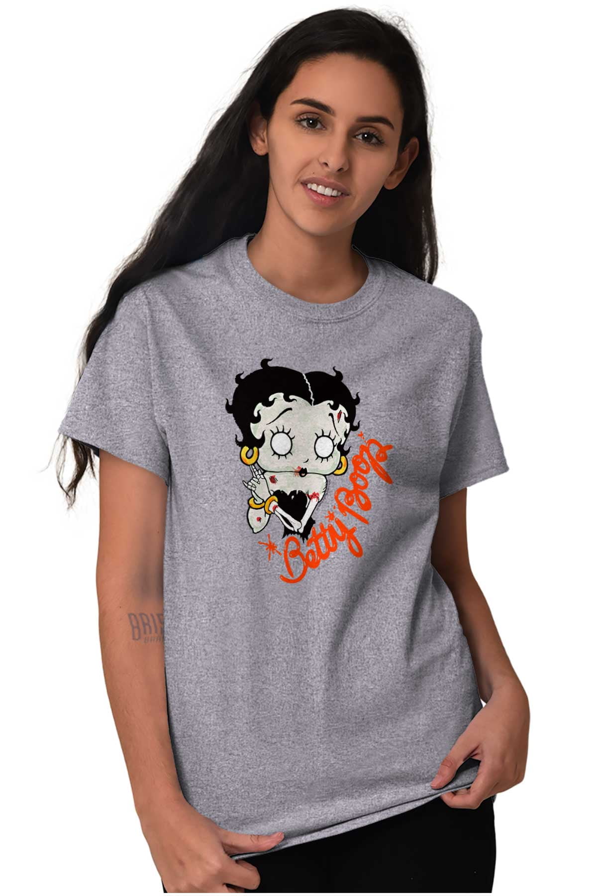 Betty Boop Zombie Cartoon Skeleton Women Plus Size Graphic Tee Tees ...