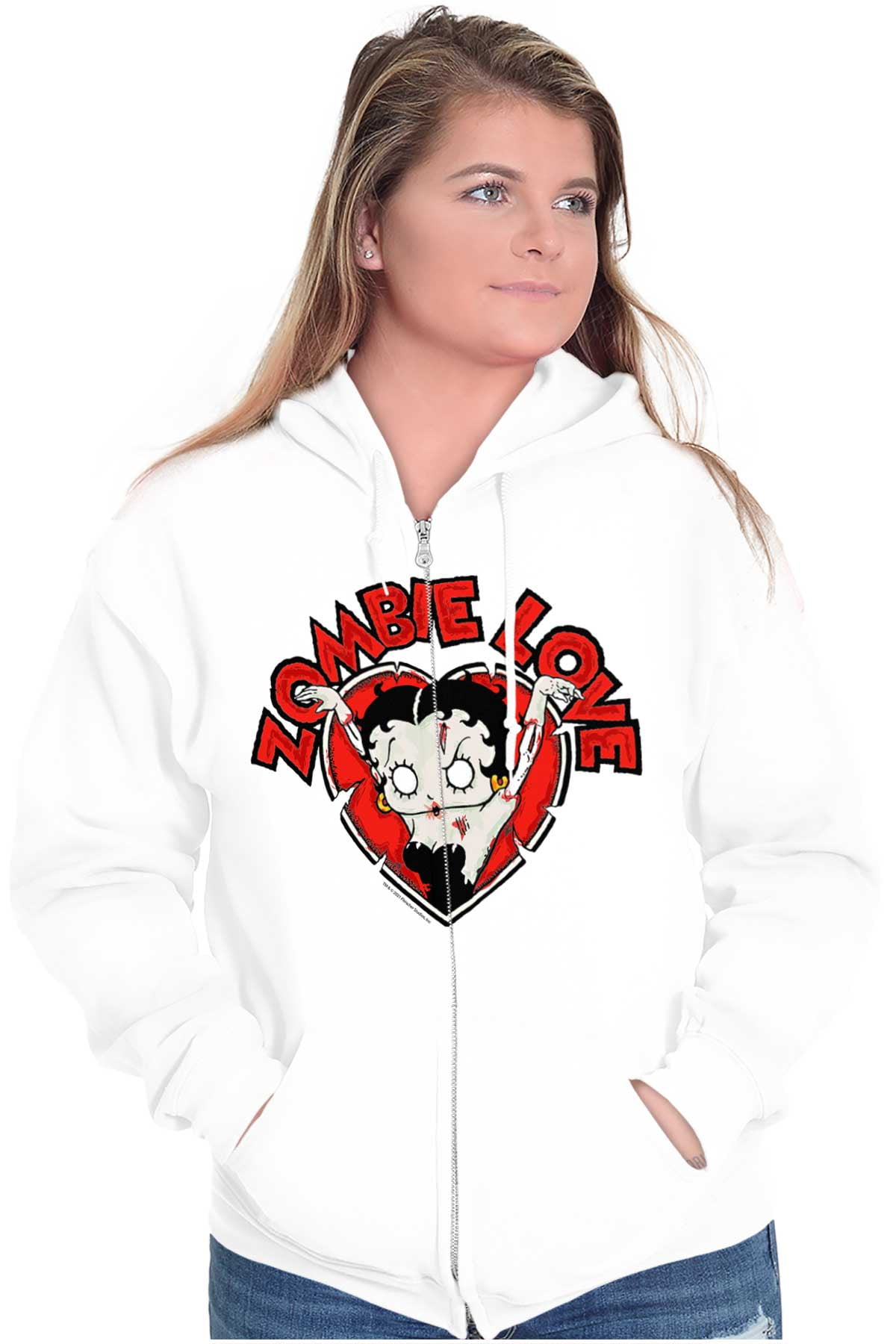 Betty Boop Zombie Love Heart Women Plus Size Zipper Hoodie Brisco ...
