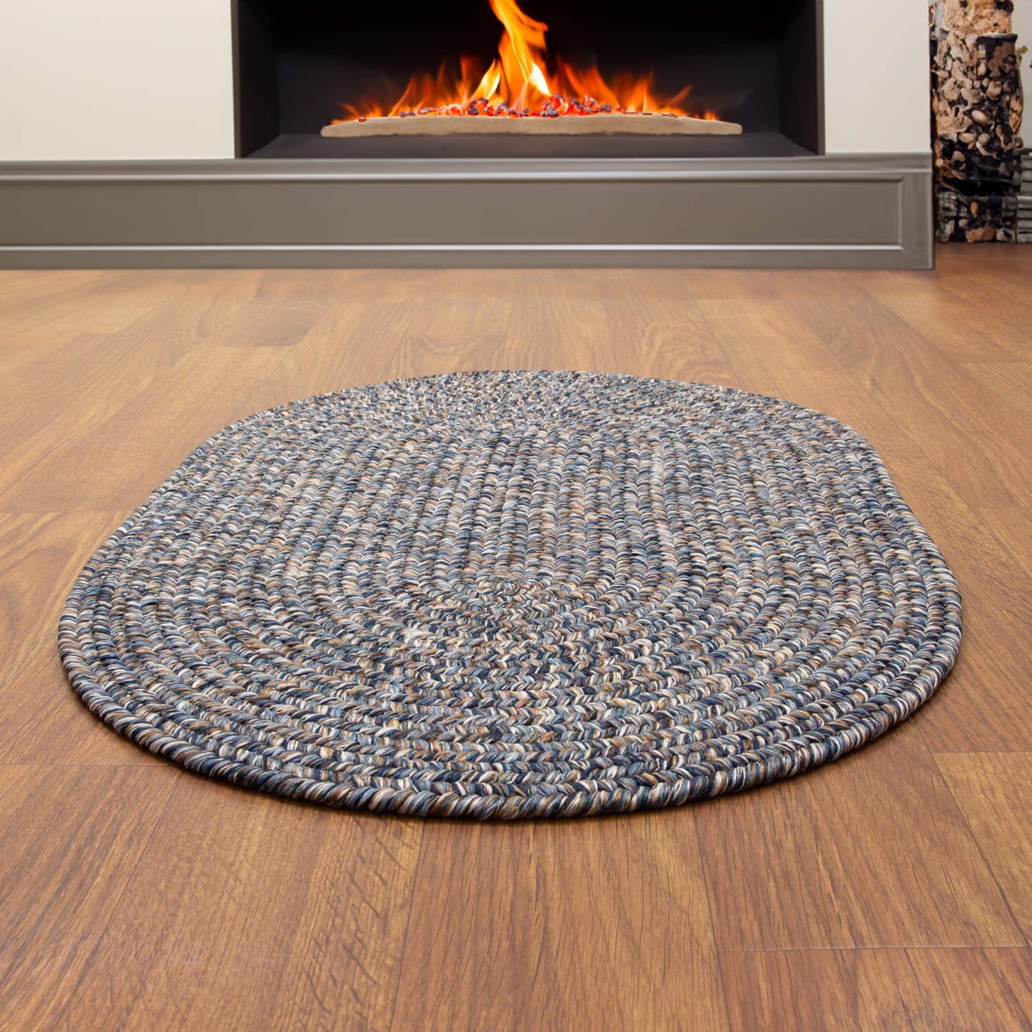 Betty Braided Farmhouse Blue Mix Area Rug 7' x 9' Oval - Walmart.com