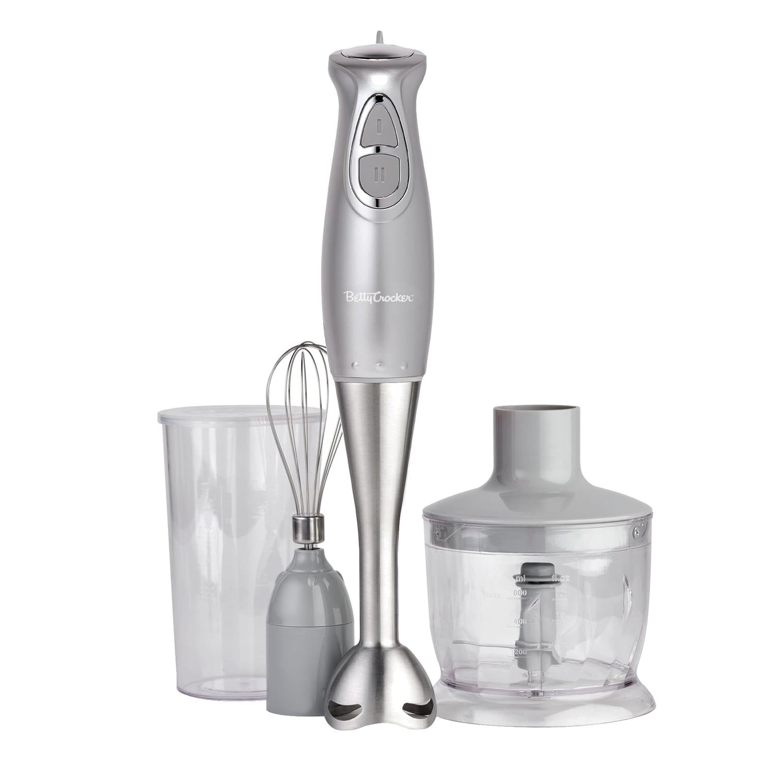 Betty Crocker 2-Speed Corded Electric Hand Blender with Beaker, Chopper ...