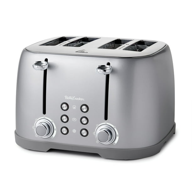 Betty Crocker 4-Slice Toaster, Silver with Extra Wide Slots - Walmart ...