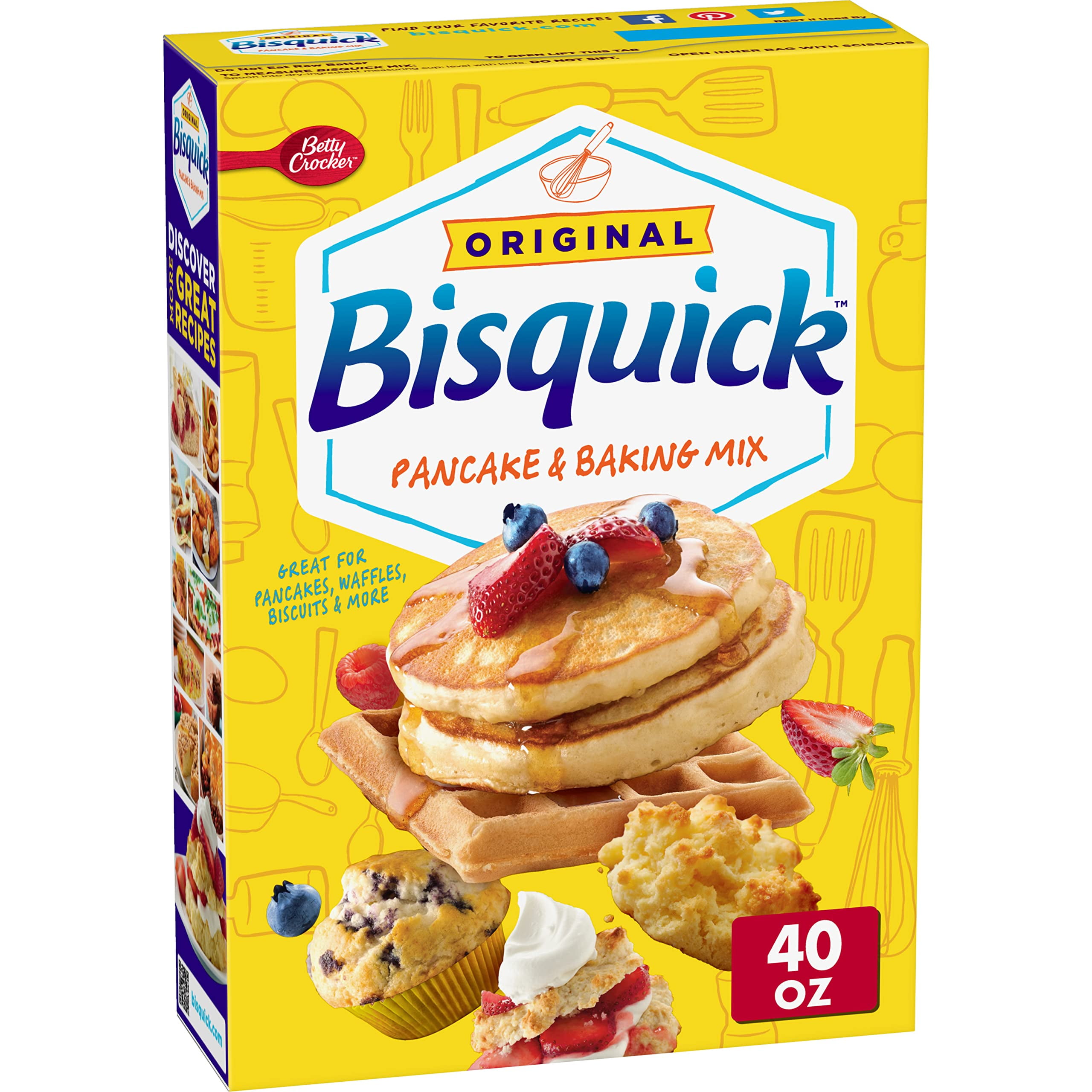 Betty Crocker Bisquick Original Pancake & Baking Mix, 40 Oz. Packaging ...