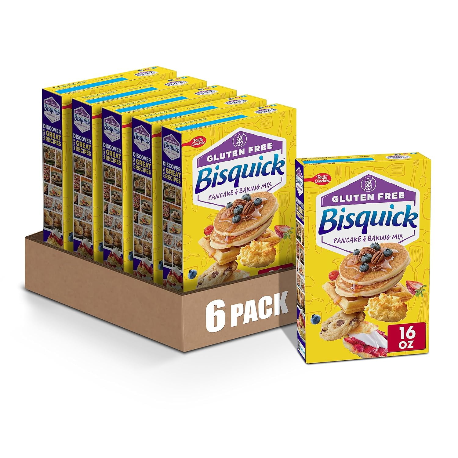 Betty Crocker Bisquick Pancake & Baking Mix, Gluten Free, 16 oz. (Pack ...