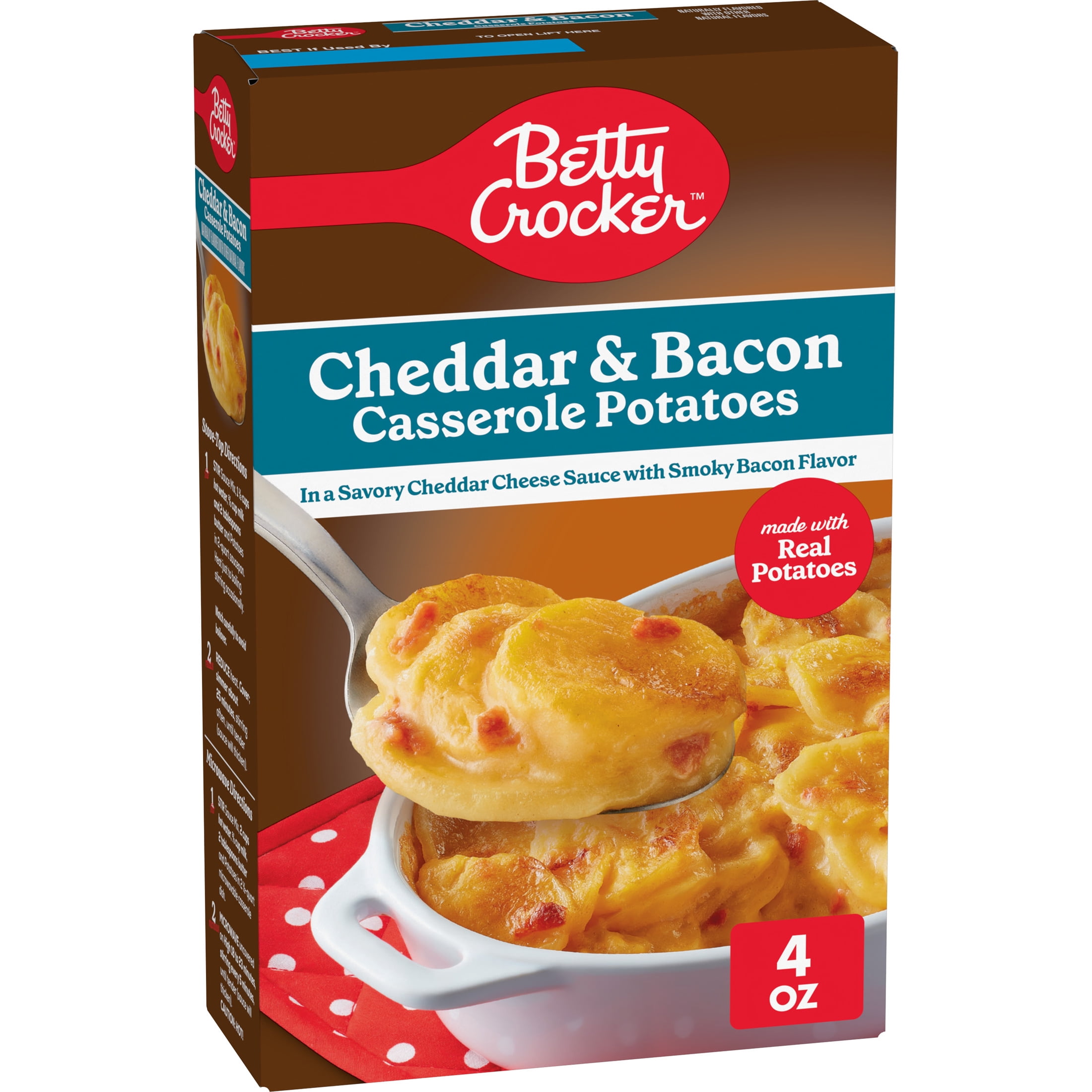 Betty Crocker Cheddar and Bacon Casserole Potatoes, 4 oz Box - Walmart.com