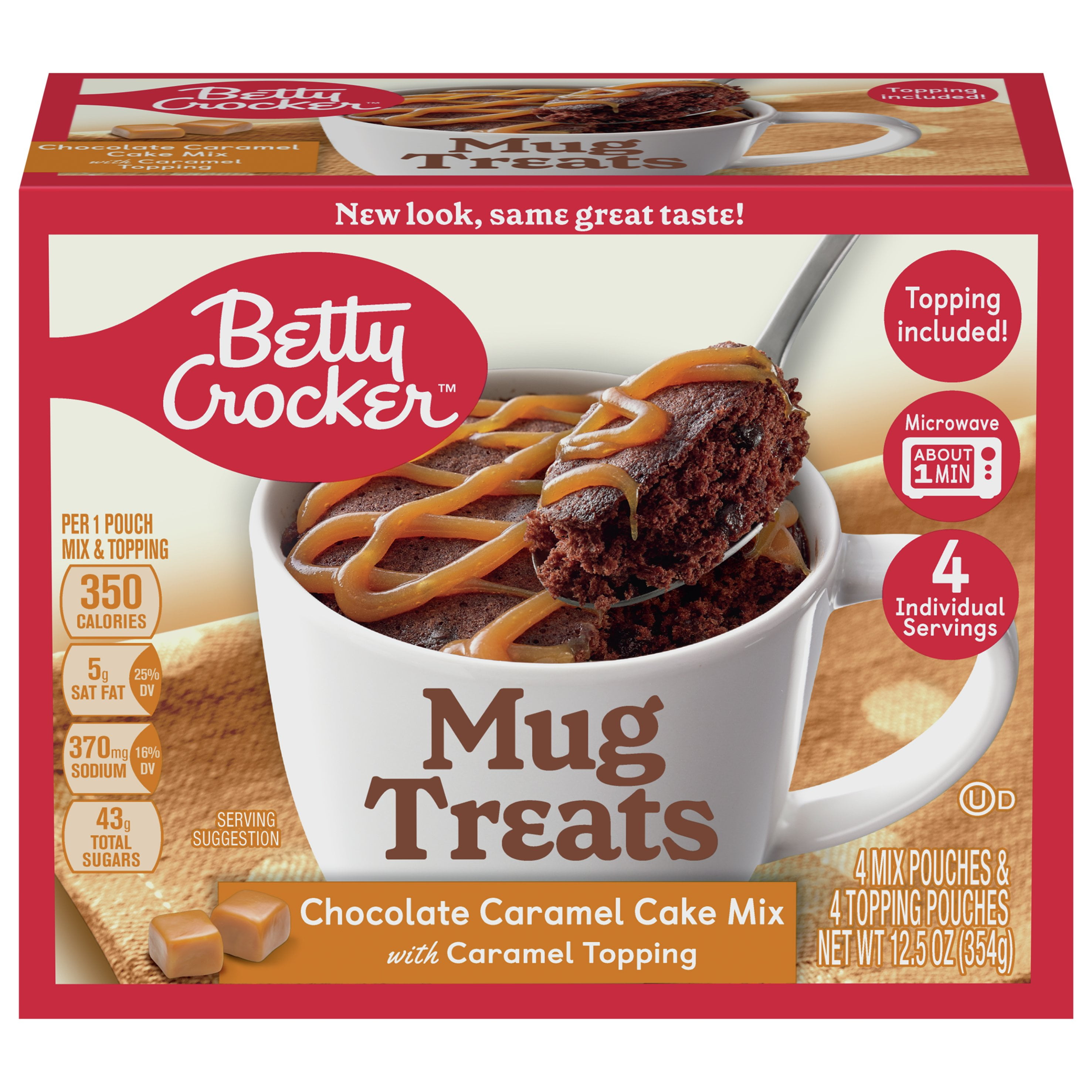 Betty Crocker Mug Treats, Chocolate Caramel Cake Mix, Microwave Dessert ...