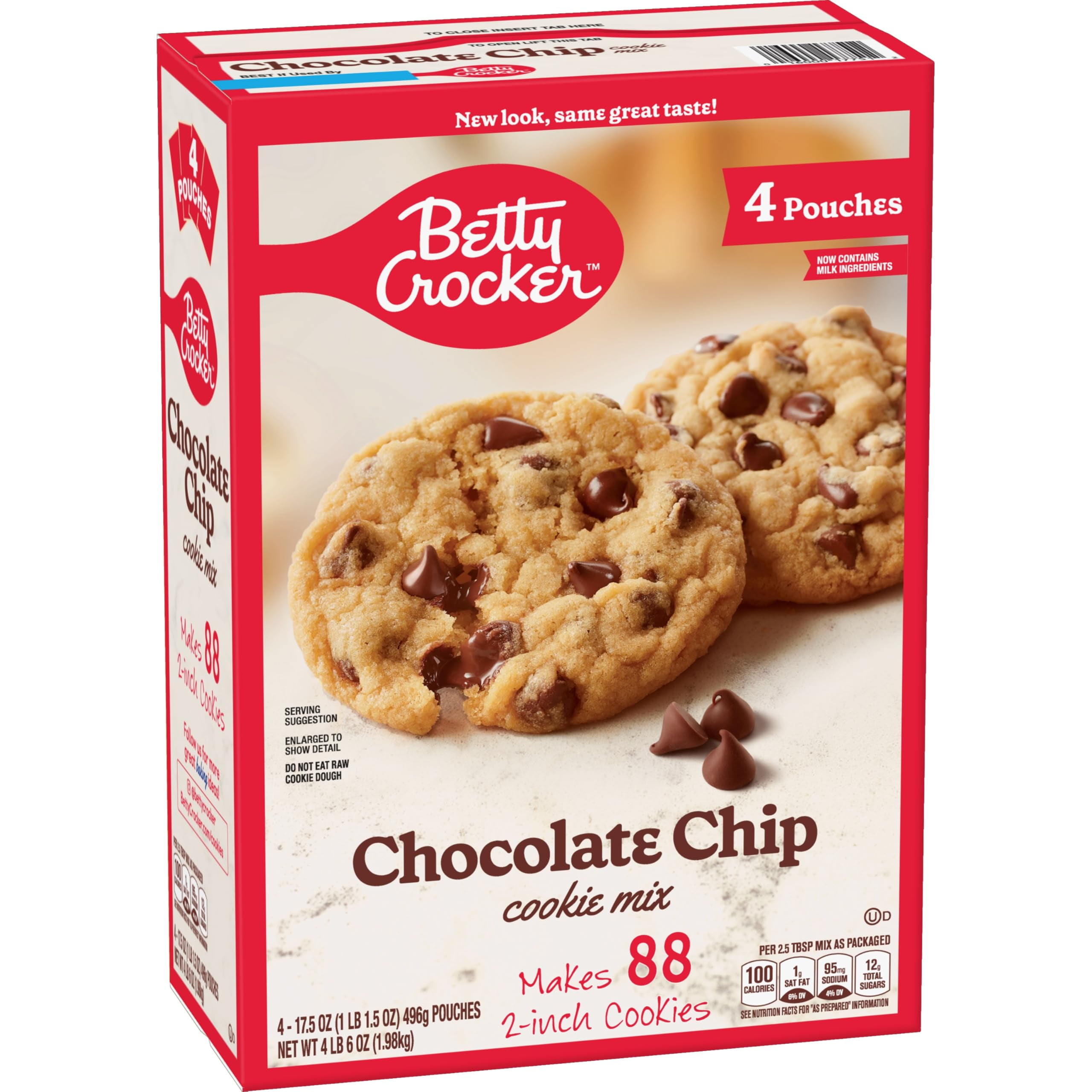 Betty Crocker Chocolate Chip Cookie Mix, 4 Pouches, Makes 88 Cookies, 4 ...