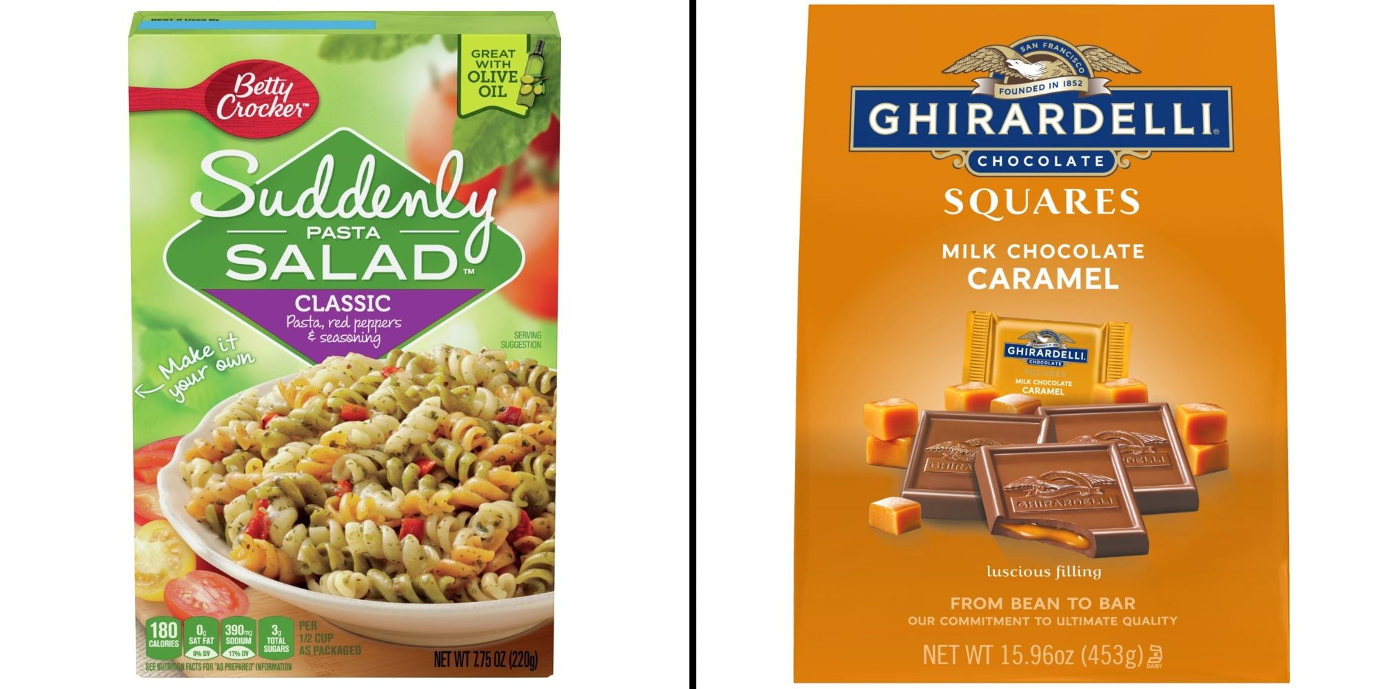 Betty Crocker Classic Suddenly Pasta 7.75 oz & Ghirardelli Milk Chocolate Caramel 15.96 oz ...
