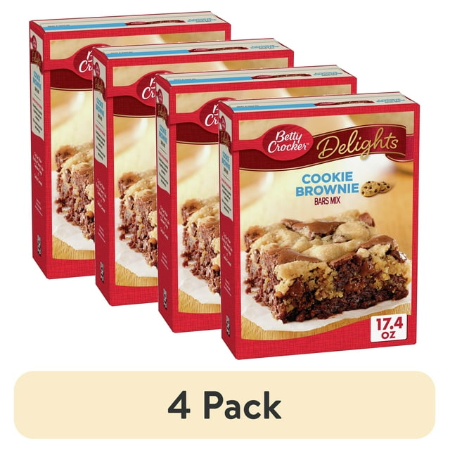 (4 pack) Betty Crocker Delights Cookie Brownie Bar Mix, 17.4 oz ...