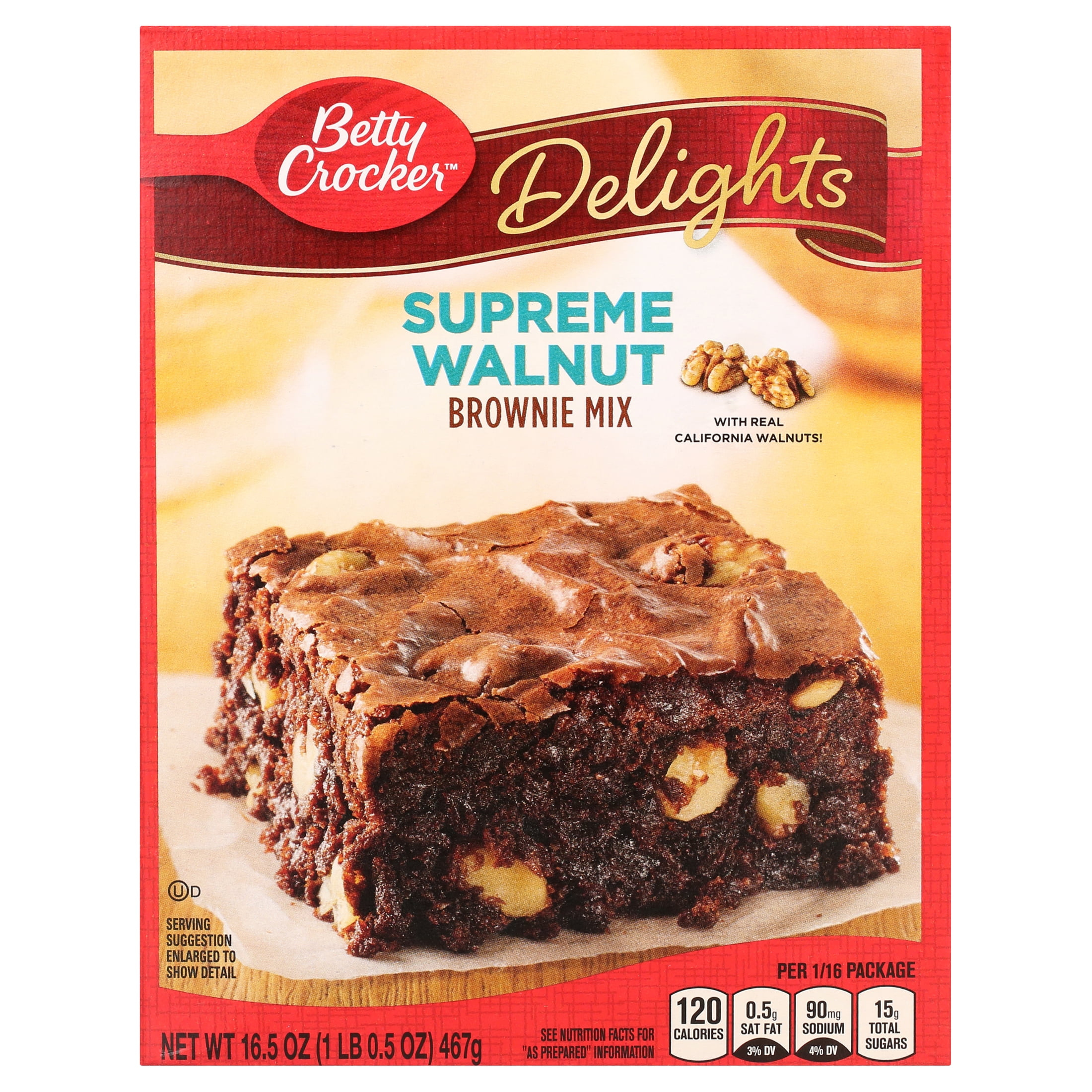 Betty Crocker Delights Supreme California Walnut Brownie Baking Mix, 16 ...