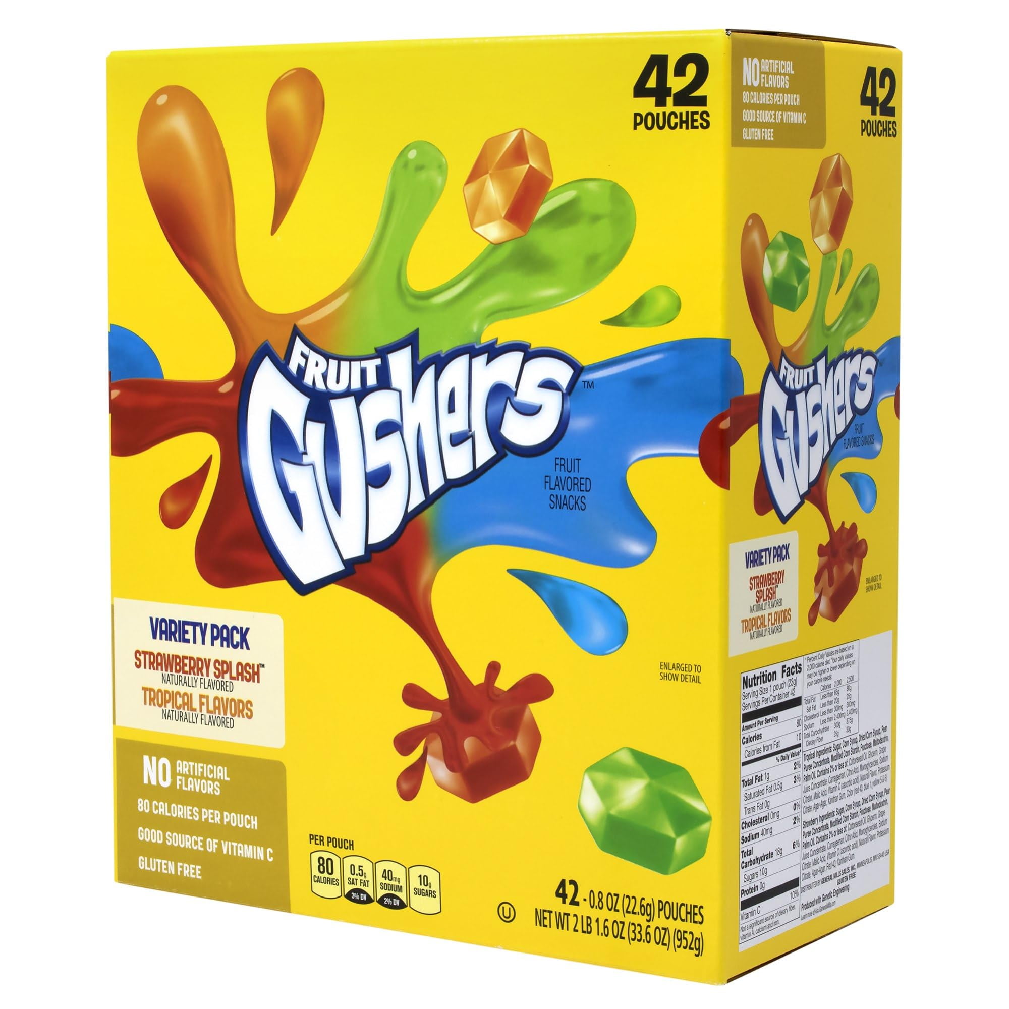 Betty Crocker Fruit Gushers Snacks Net Wt (42Count/0.8 Oz Net Wt 33.6 ...