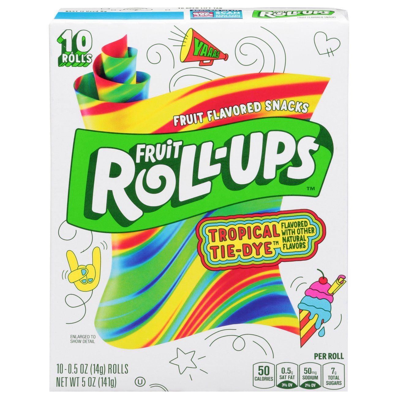 Betty Crocker Fruit Roll-Ups Tropical Tie-Dye Fruit Snacks - 10 ct (Pack of 2) - Walmart.com