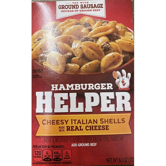 Betty Crocker Hamburger Helper CHEESY ITALIAN SHELLS Sauce Mix 6.1 oz ...