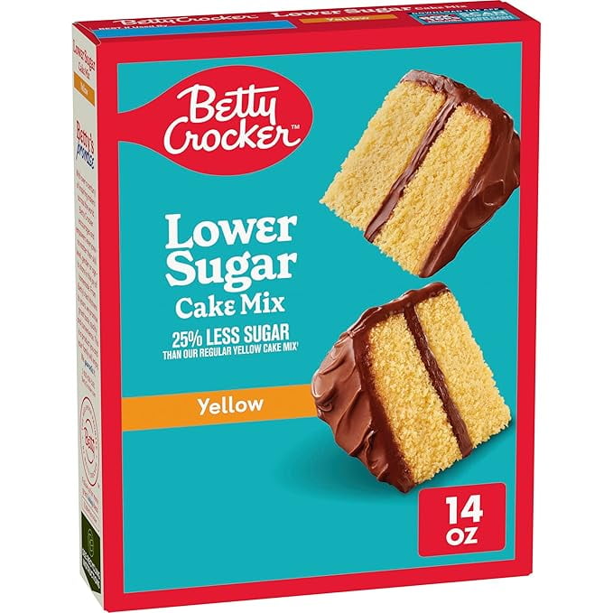 Betty Crocker Lower Sugar Yellow Cake Mix, No Artificial Sweeteners, 14 ...