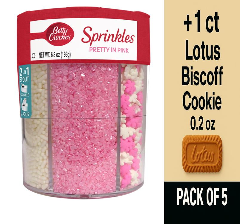 Betty Crocker Pretty in Pink Sprinkles 6.8 oz - Pack of 5 & Lotus ...