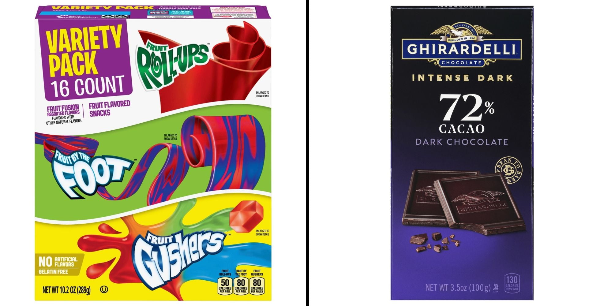 Betty Crocker Snacks Variety Pack 16 ct & Ghirardelli Intense Dark 72% Cacao Chocolate 3.5 oz ...