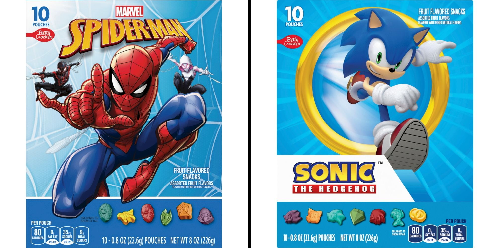 Betty Crocker Spider-Man Fruit Snacks 10 ct & Betty Crocker Sonic The ...