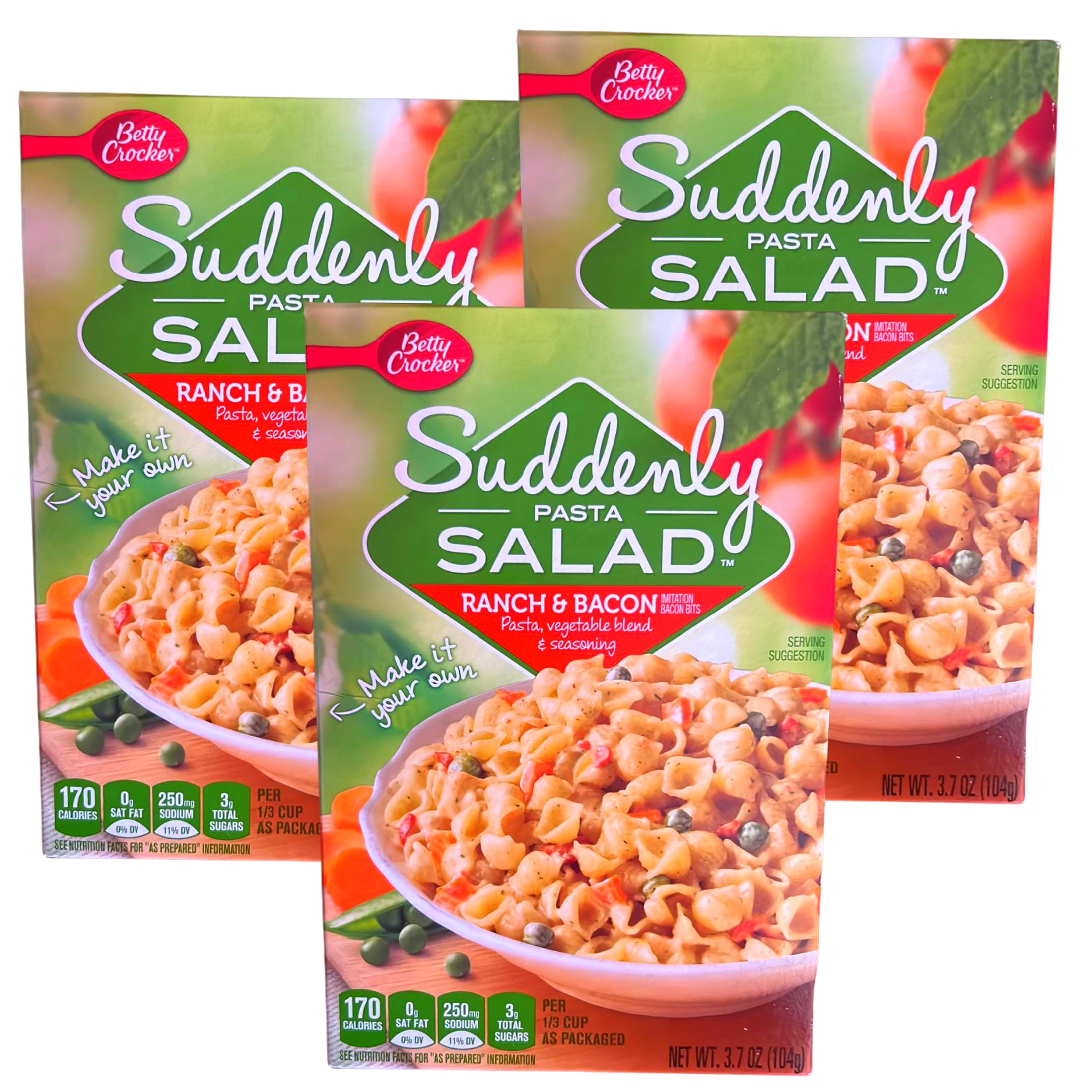 Betty Crocker Suddenly Pasta Salad Mix, Ranch & Bacon Flavor, 3.7oz ...