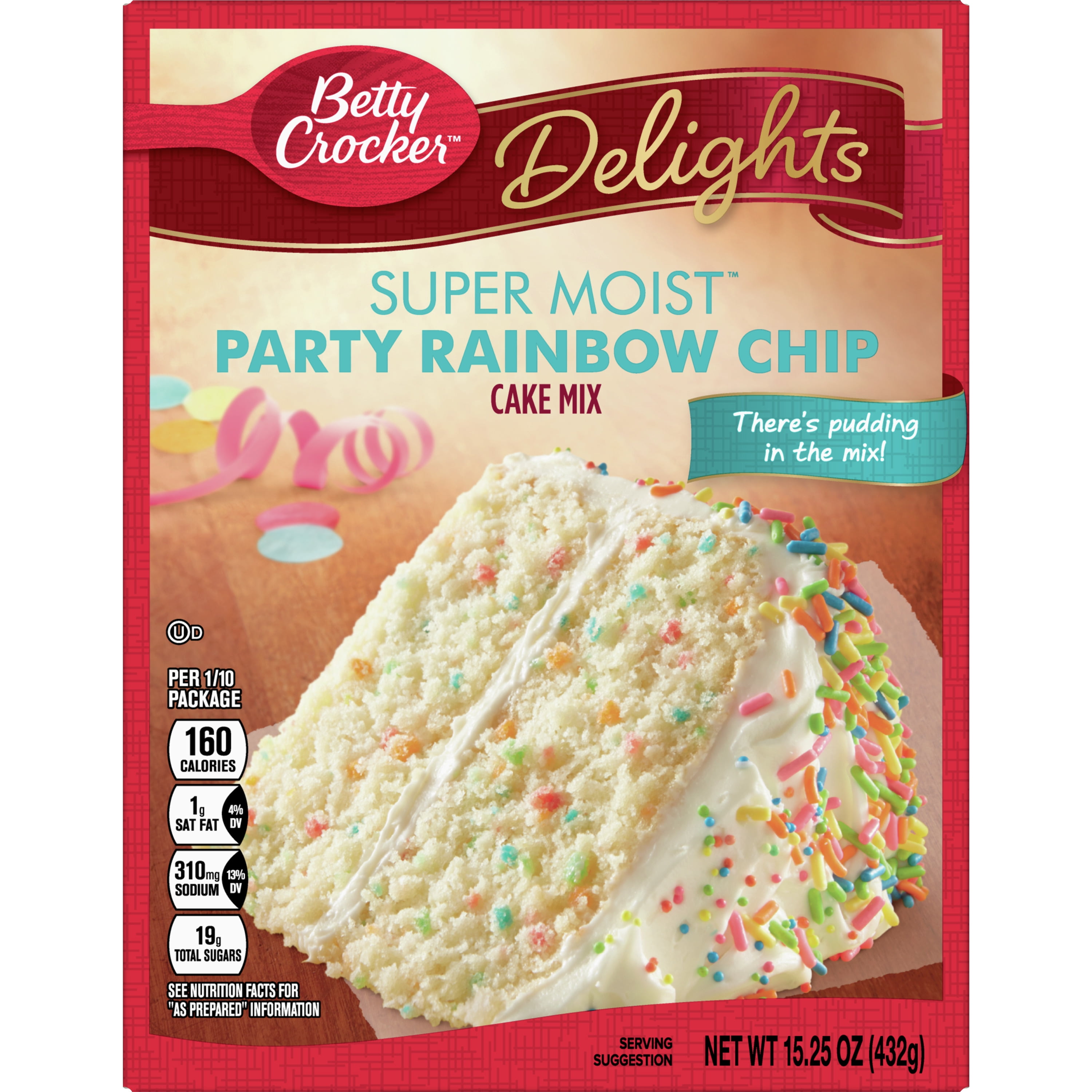 Betty Crocker Super Moist Rainbow Chip Cake Mix, Perfect for Cupcakes ...