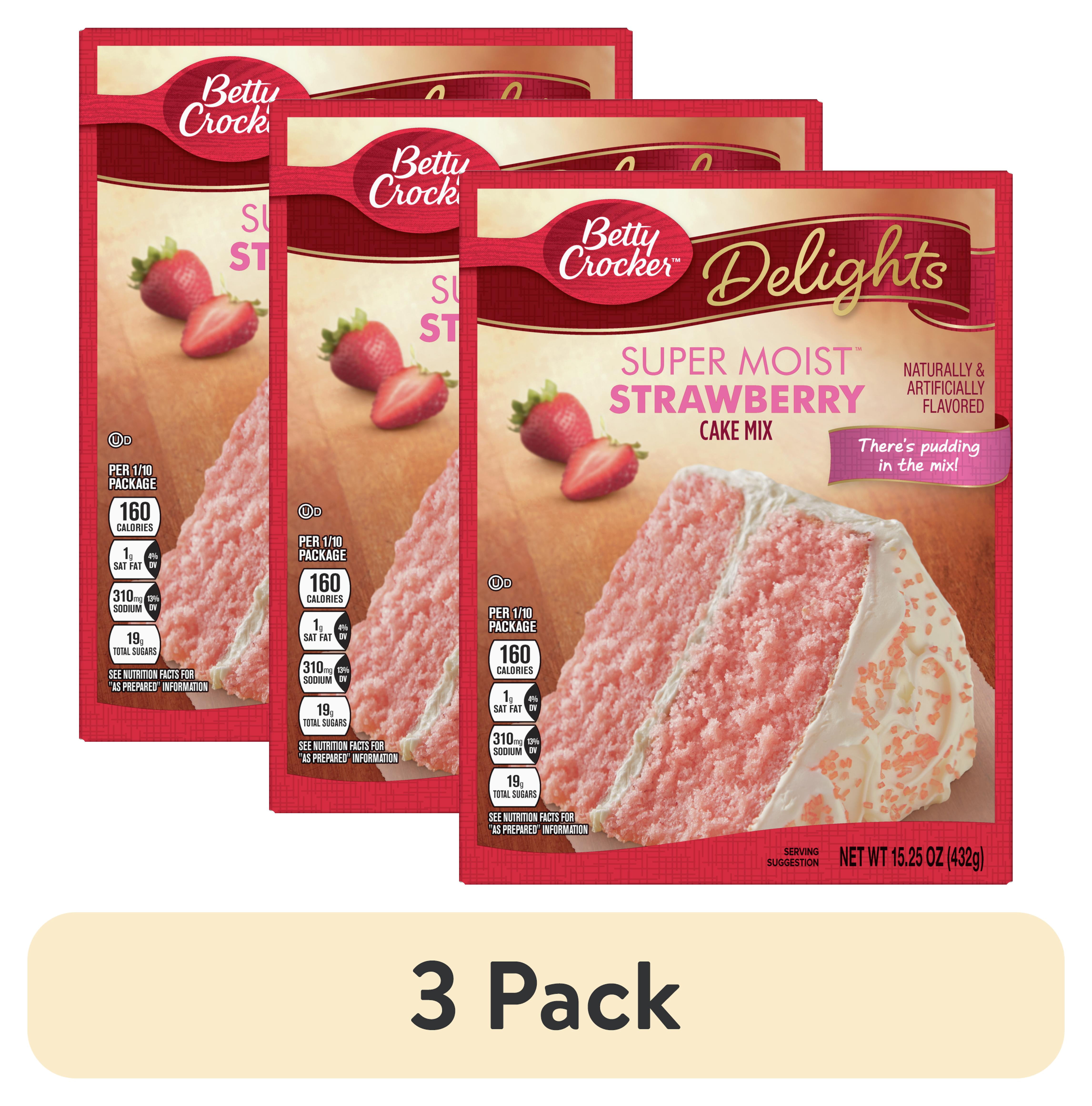 (3 pack) Betty Crocker Super Moist Strawberry Cake Mix, 15.25 oz Box ...