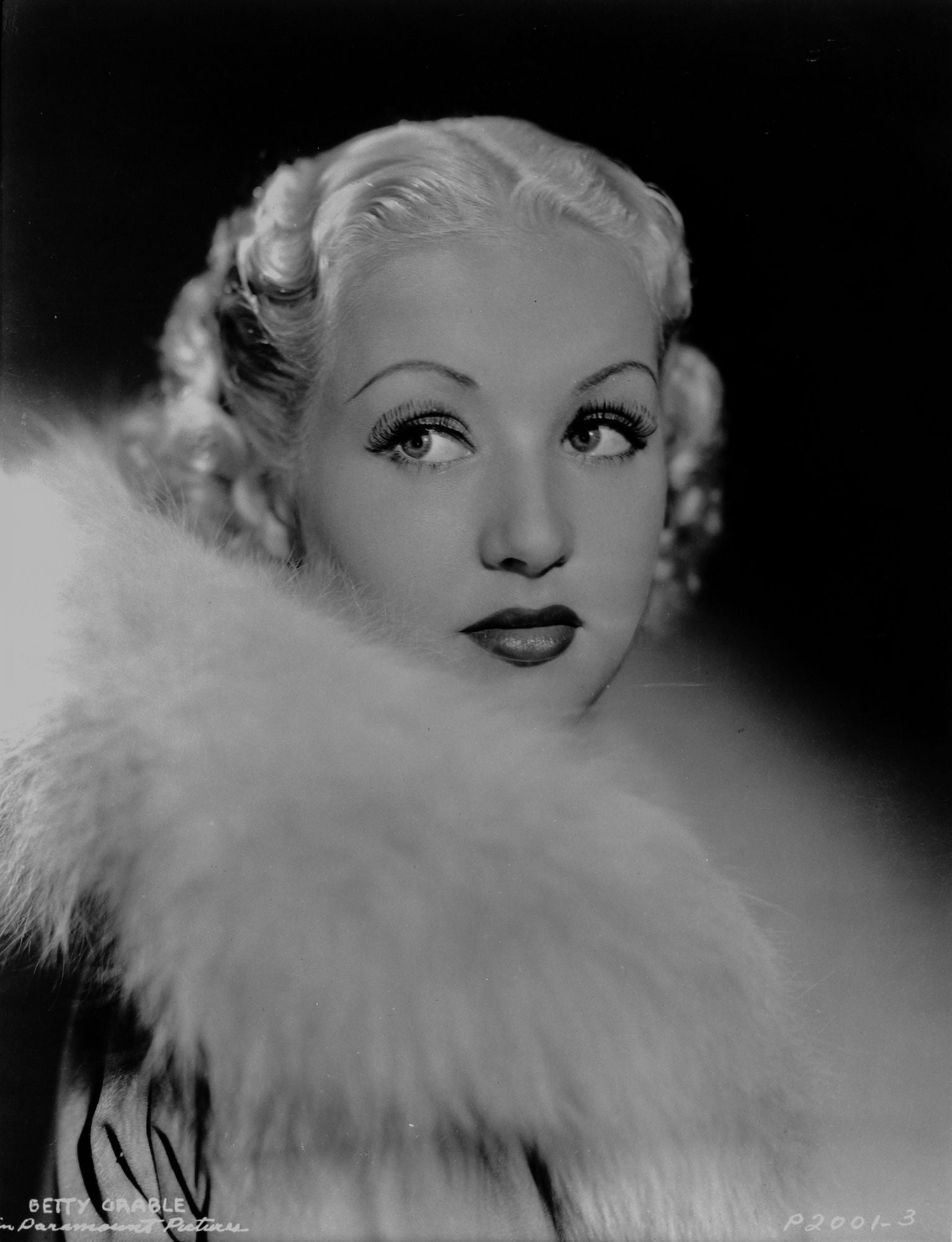 Betty Grable Portrait Looking to the Right in Fur Pelt Boa on the ...